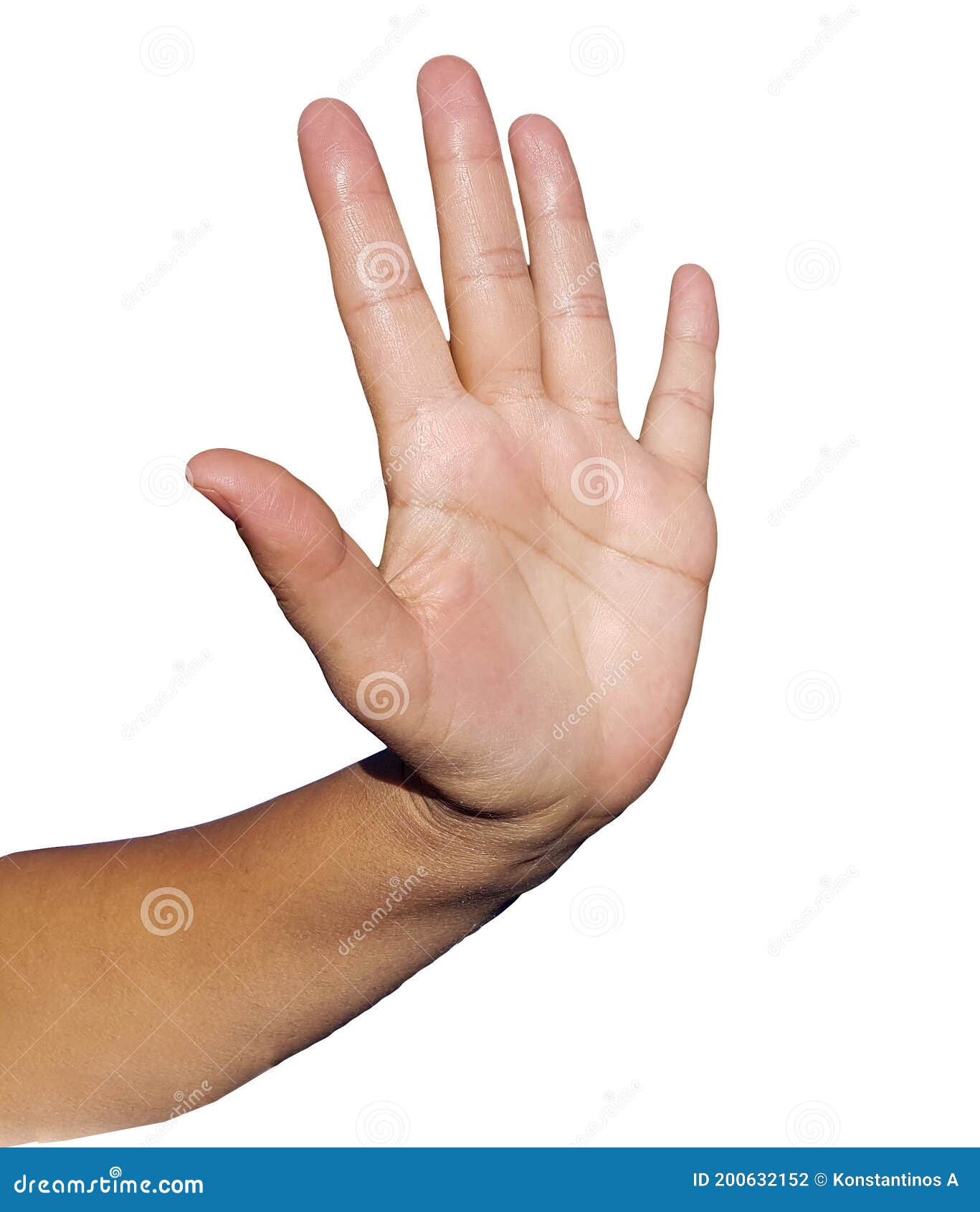 Stop! Side View Of Serious Bossy Brunette Man Holding Out Hand To Left ...