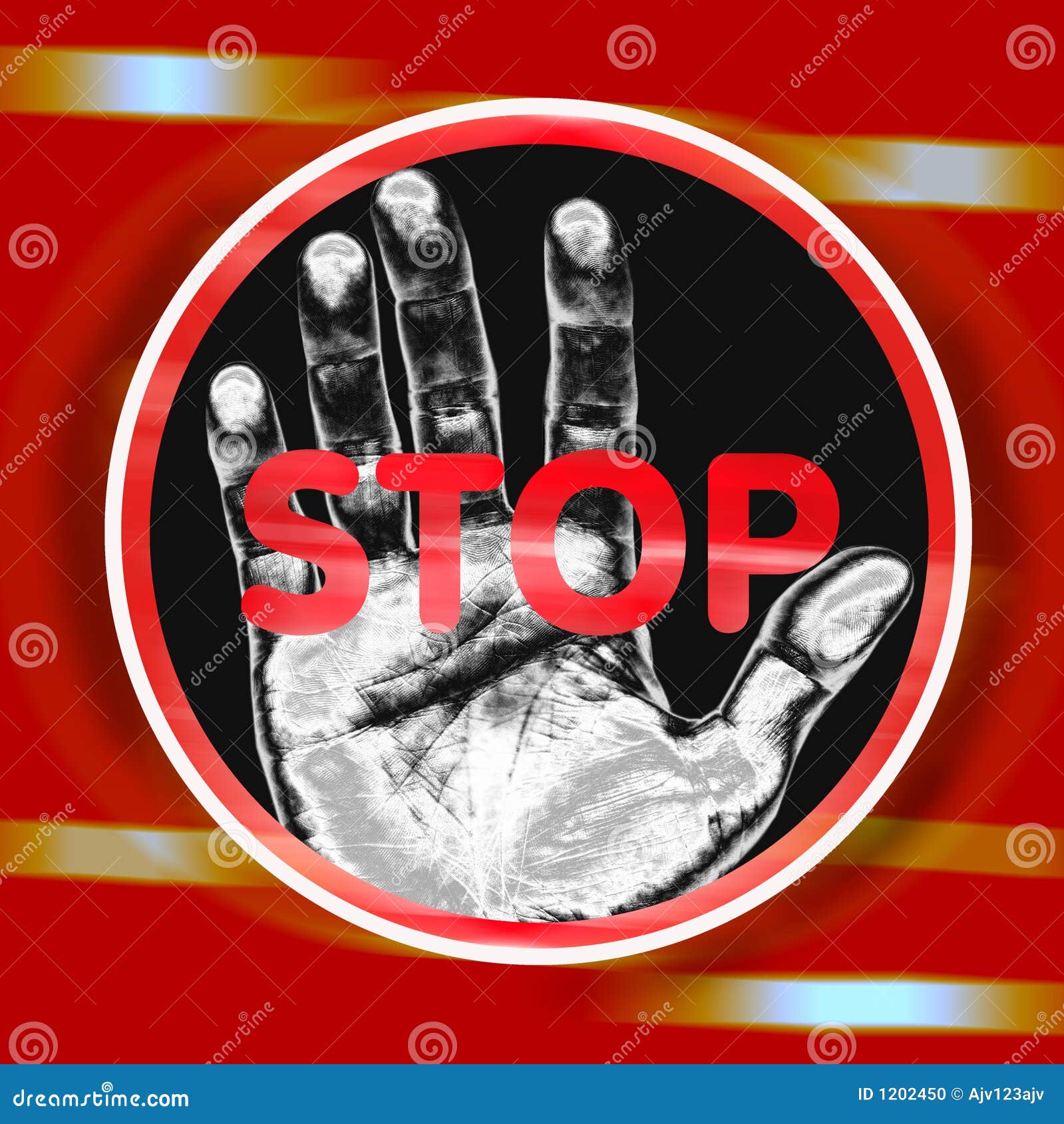 Hand stop sign stock illustration. Illustration of direction - 1202450