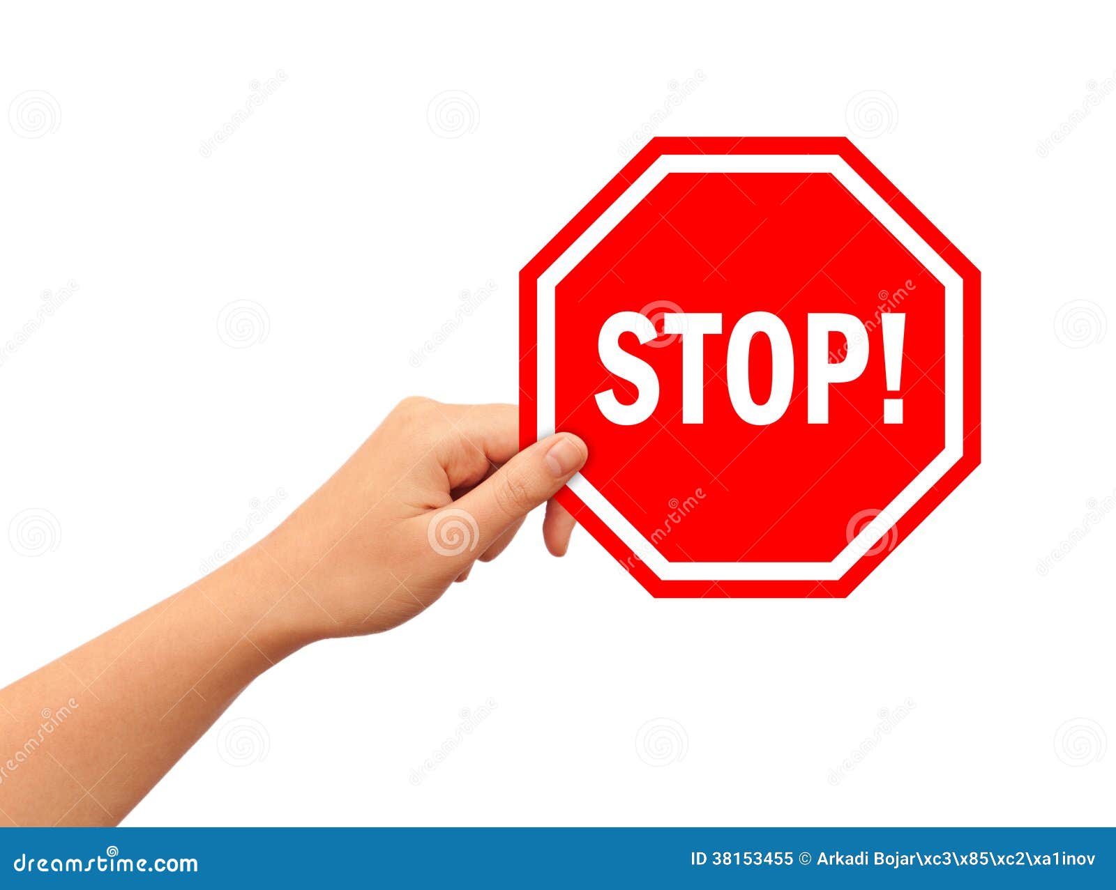 Hand with stop sign stock illustration. Illustration of hand - 38153455