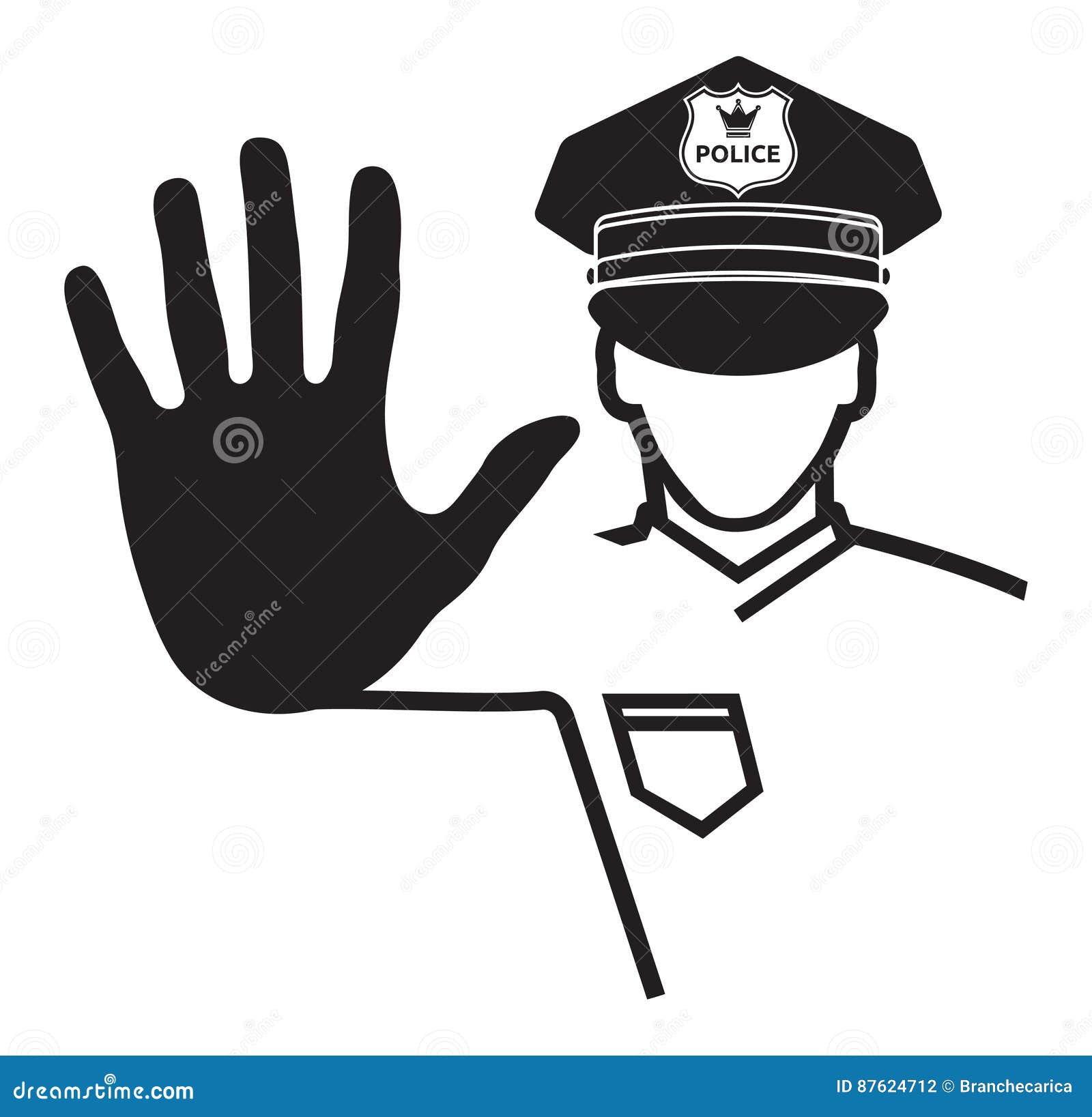 Hand Stop Sign by a Police Officer Stock Vector - Illustration of ...