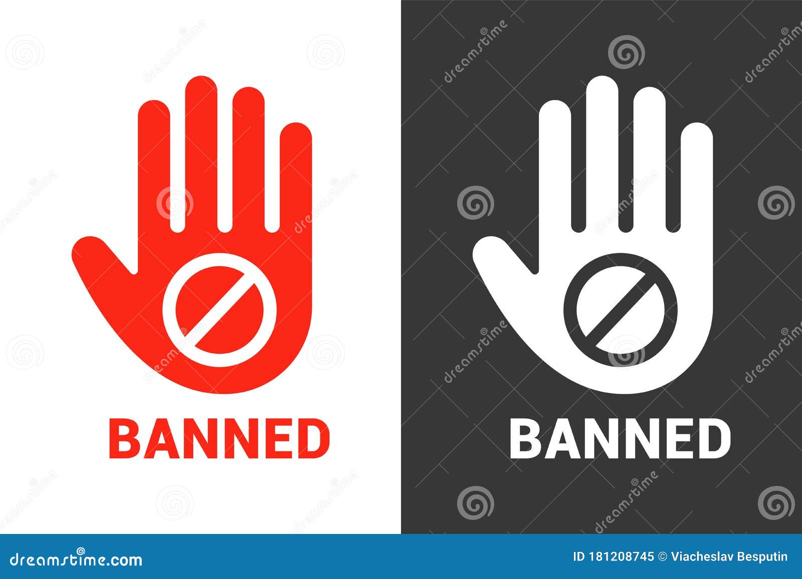 The Hand Stops and Does Not Allow. Ban Symbol on a White Background ...