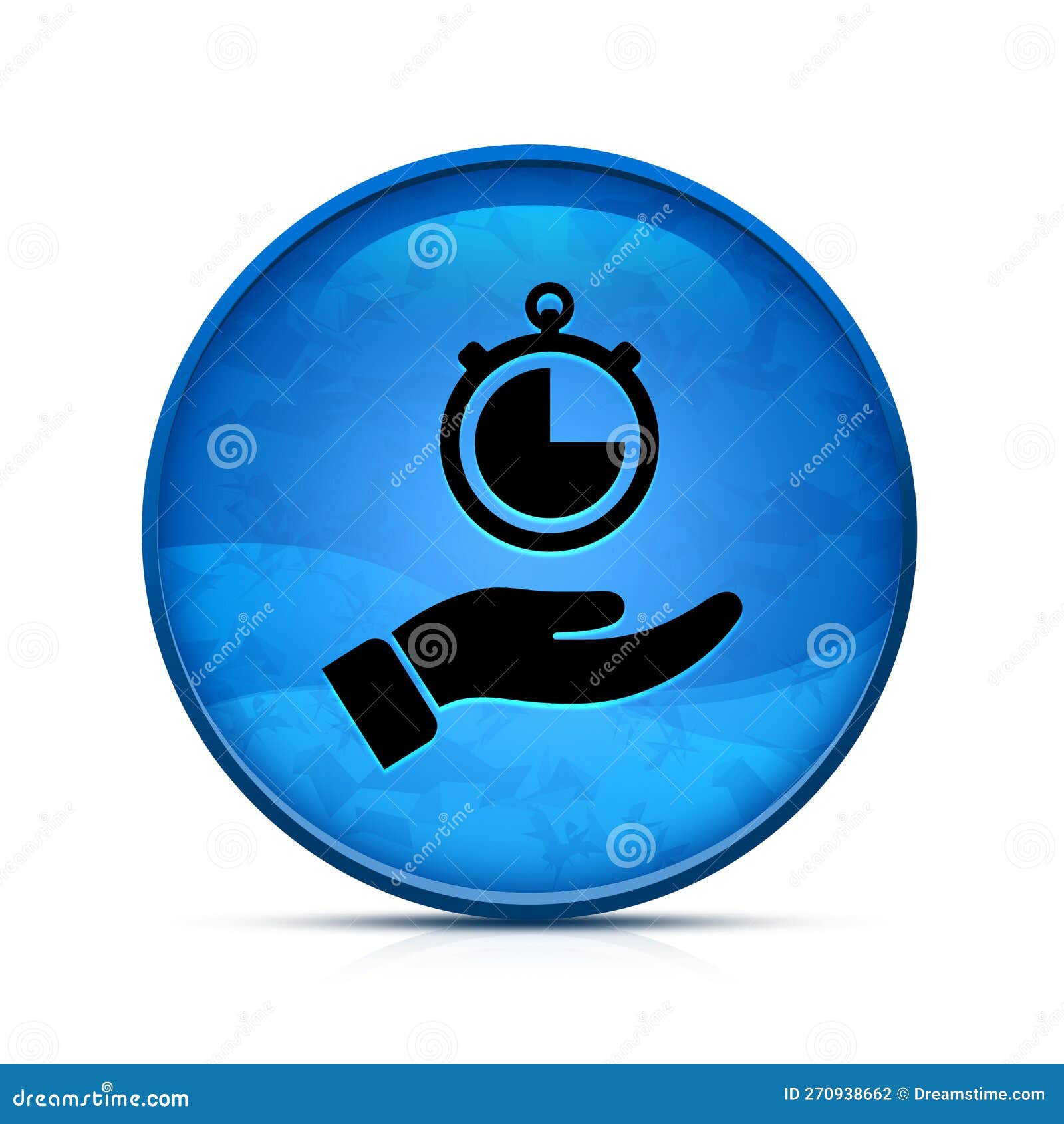 Hand Stopwatch Icon on Classy Splash Blue Round Button Illustration ...