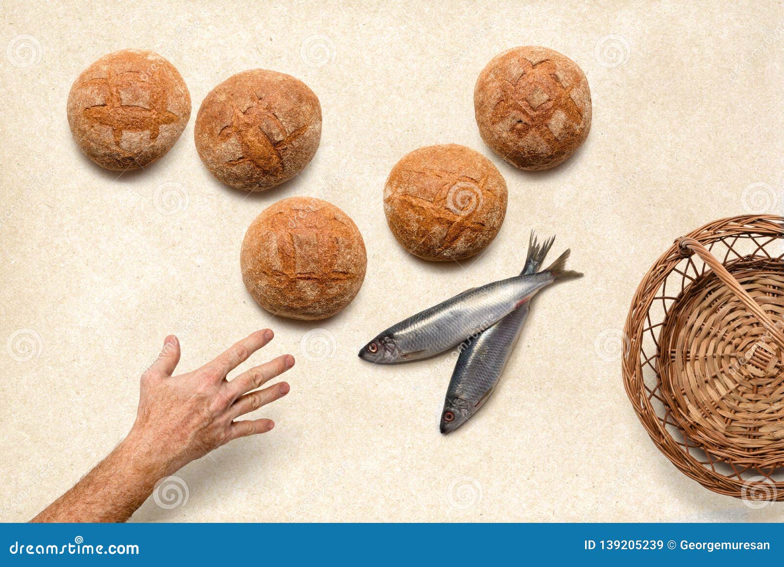 Hand Stretched Out after Five 5 Barks and Two 2 Fish Stock Image ...