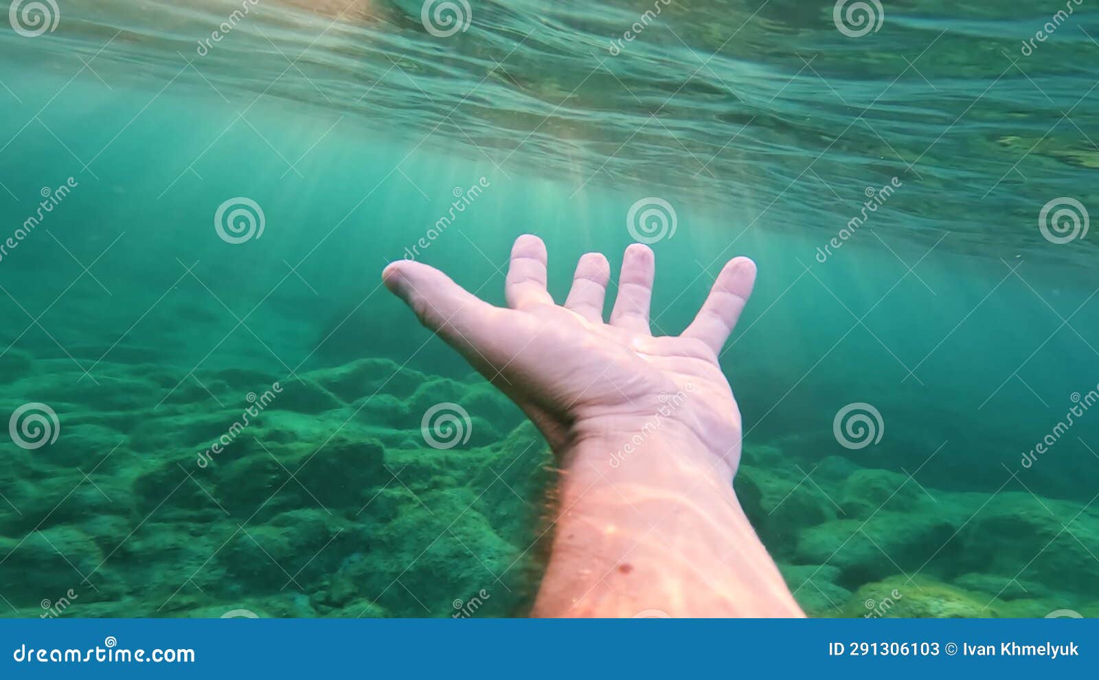Hand Under Water Illuminated by Rays of Light Stock Video - Video of ...