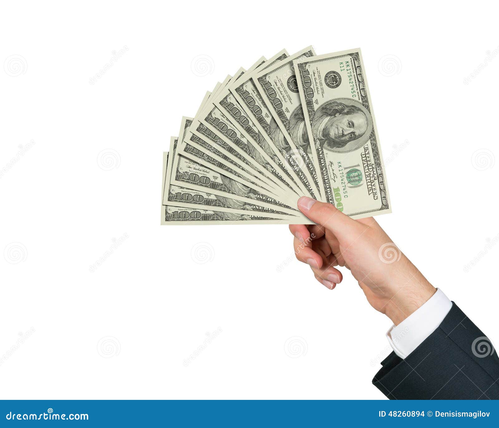 Money In Hand, Banknote In Hand. Hand Holding One Dollar Banknote On ...