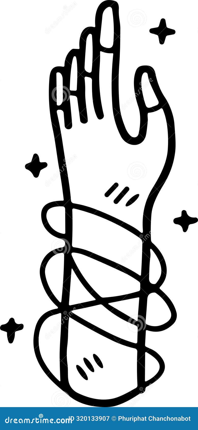 A Hand with a String Wrapped Around it Stock Vector - Illustration of ...