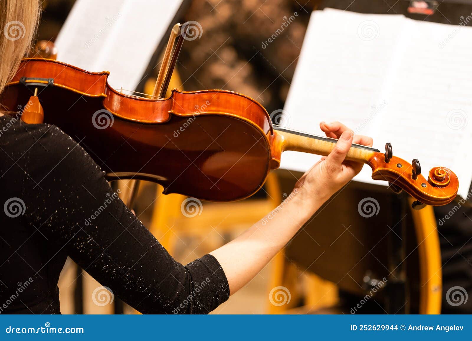 Hand on the Strings of a Violin Stock Photo - Image of chord, person ...