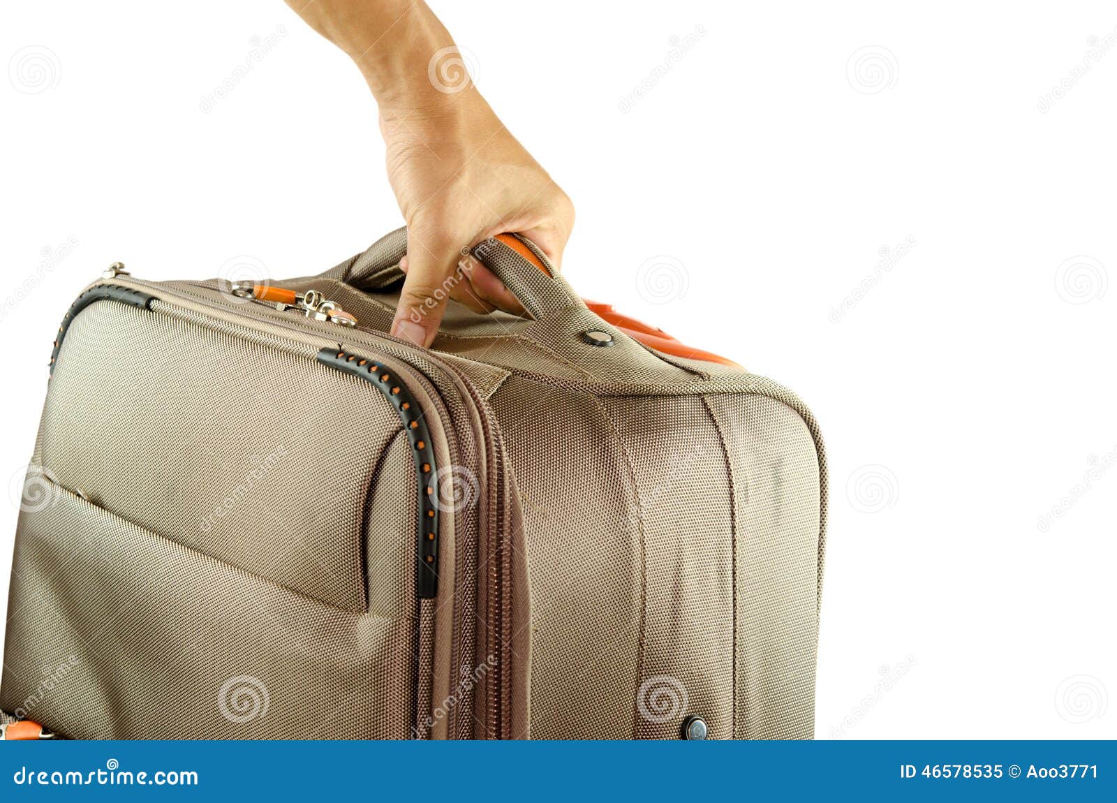 Hand with Suitcase stock image. Image of case, large - 46578535