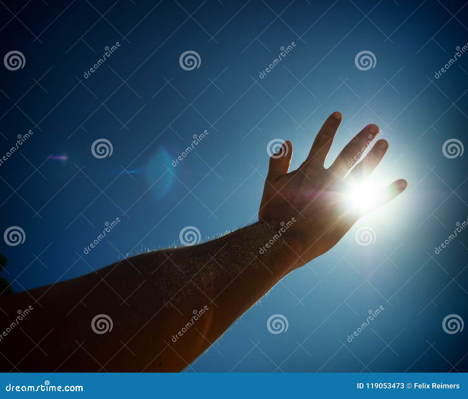 Hand in the sun stock image. Image of energy, background - 119053473