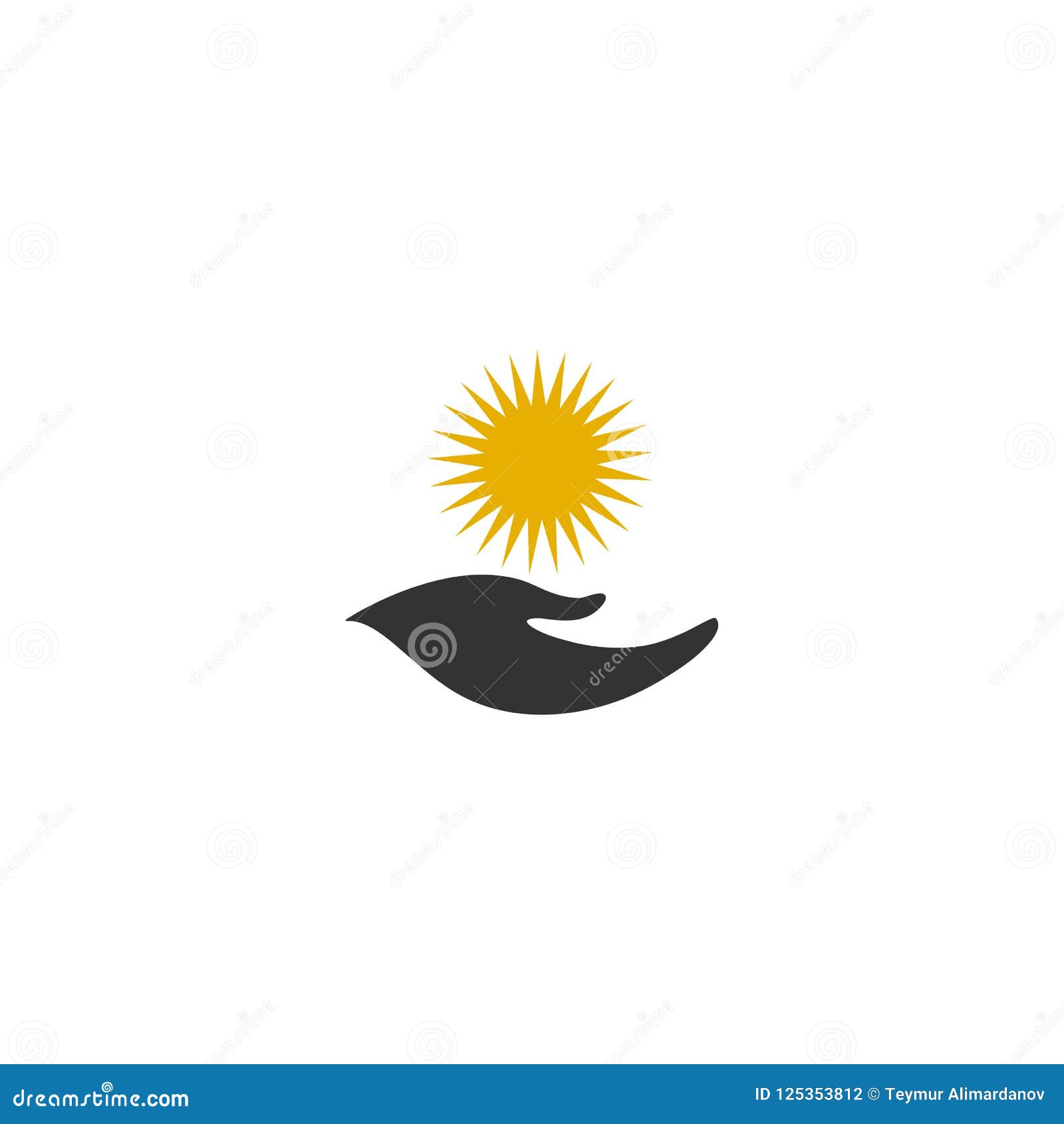 Hand with Sun Vector Design Element, Energy Care Concept Stock ...