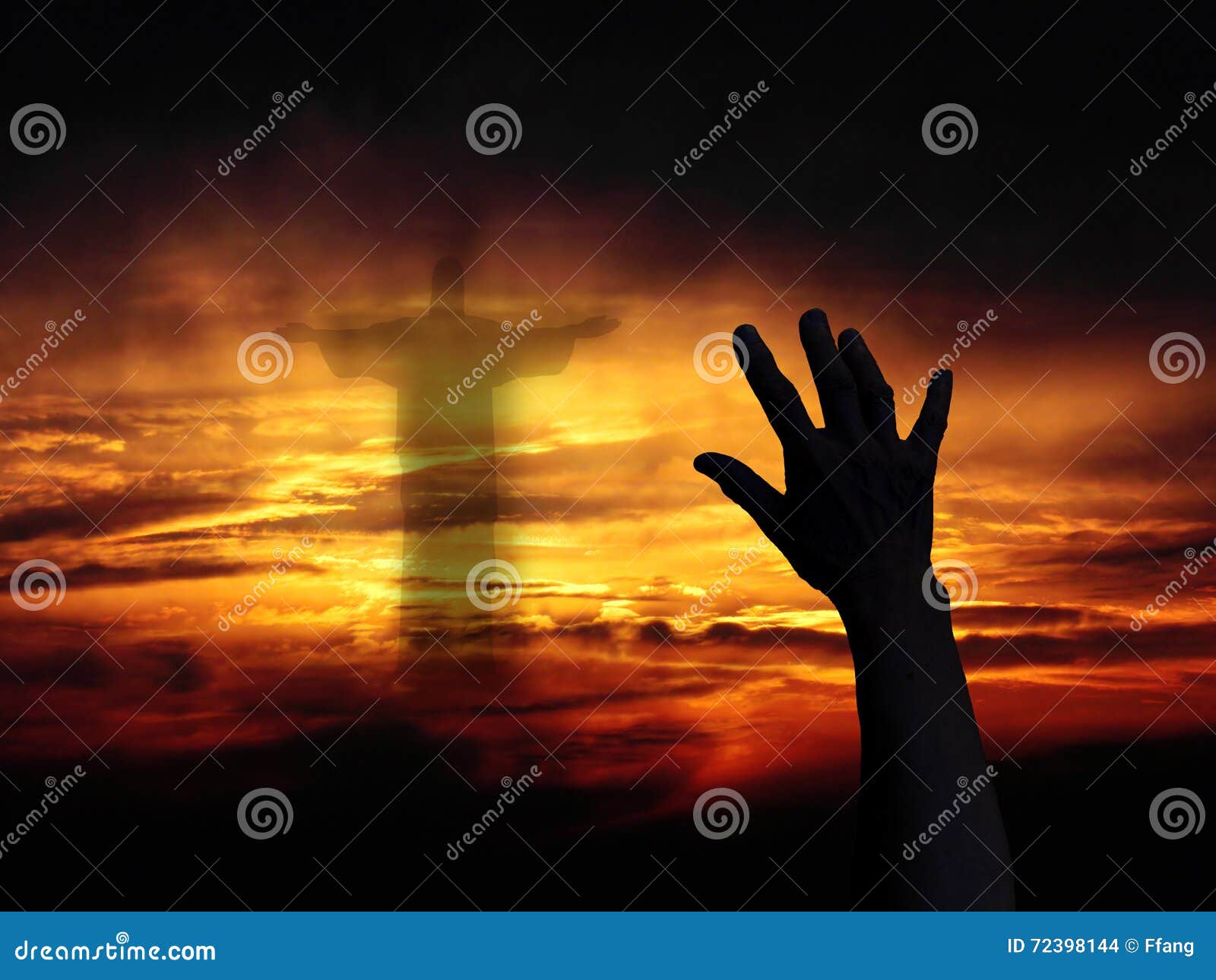 Hand on sunset background stock photo. Image of enlightened - 72398144