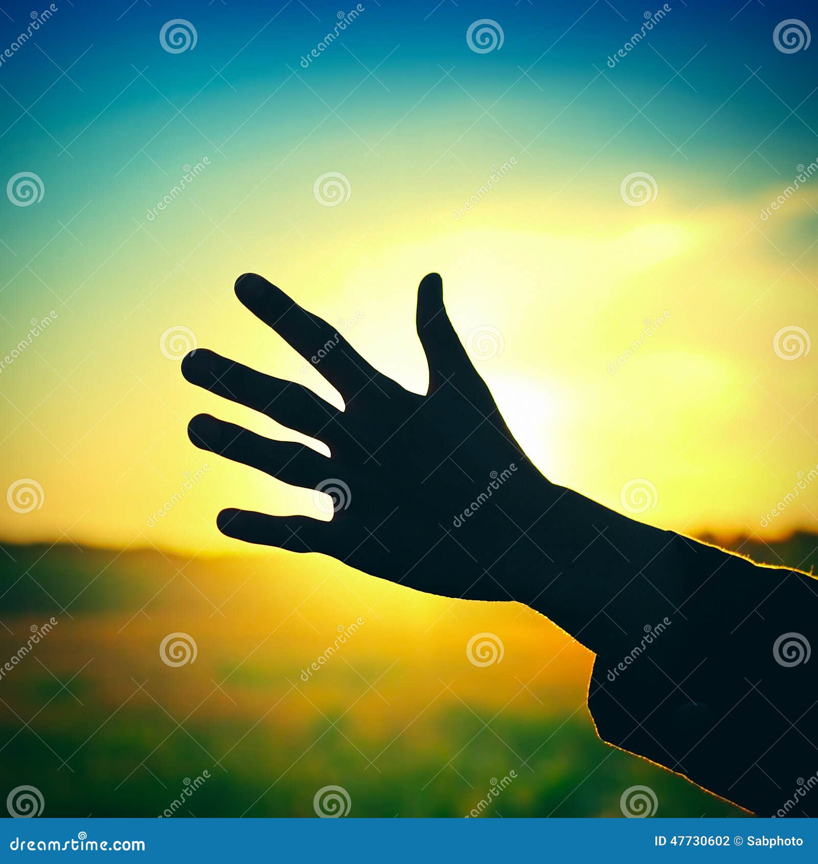 Hand on Sunset Background stock photo. Image of dreamy - 47730602