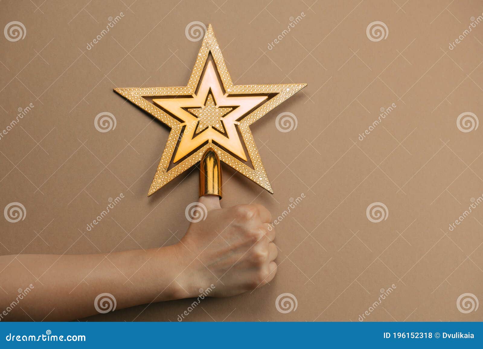 Hand Super Gesture Decorated with Golden Star Stock Photo - Image of ...