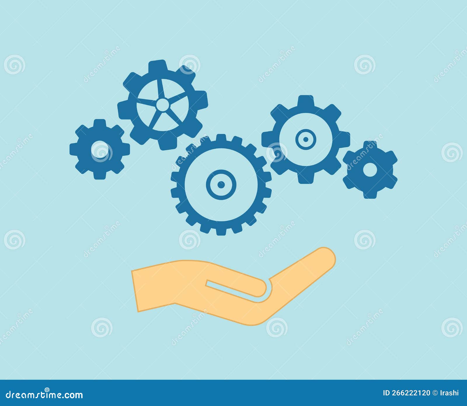 Hand Support Cogs Gears Wheel Mechanism Stock Vector - Illustration of ...