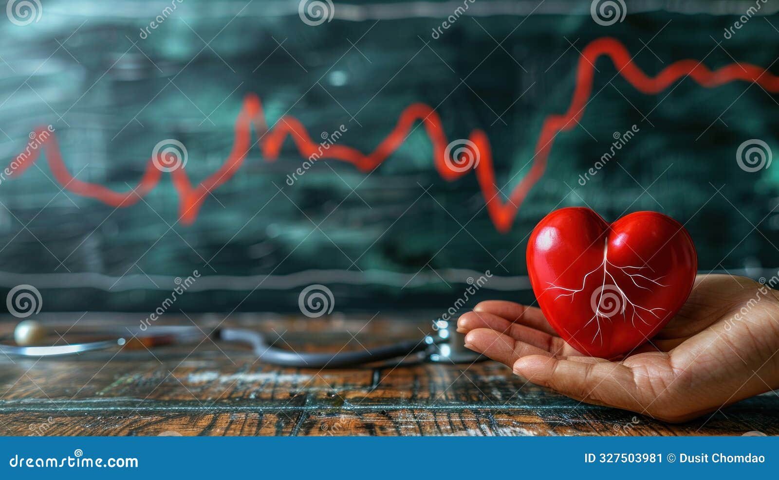 Hand Supporting a Beating Heart on a Worktable, Symbolizing Care and ...