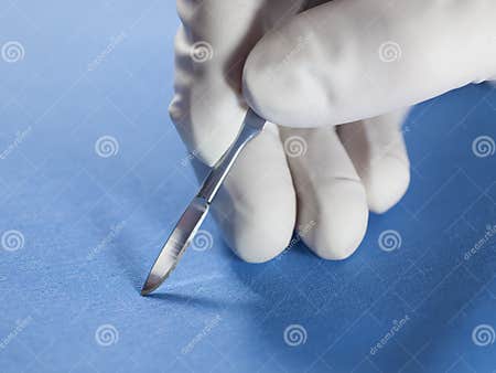 Hand of the Surgeon, Holding a Scalpel. Stock Photo - Image of edge ...