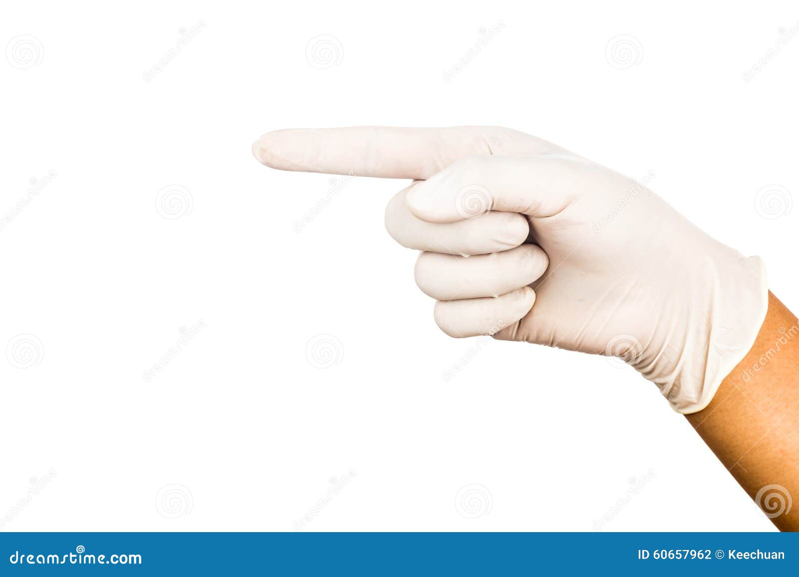 Hand in Surgical Latex Glove Pointing Against White Background Stock ...