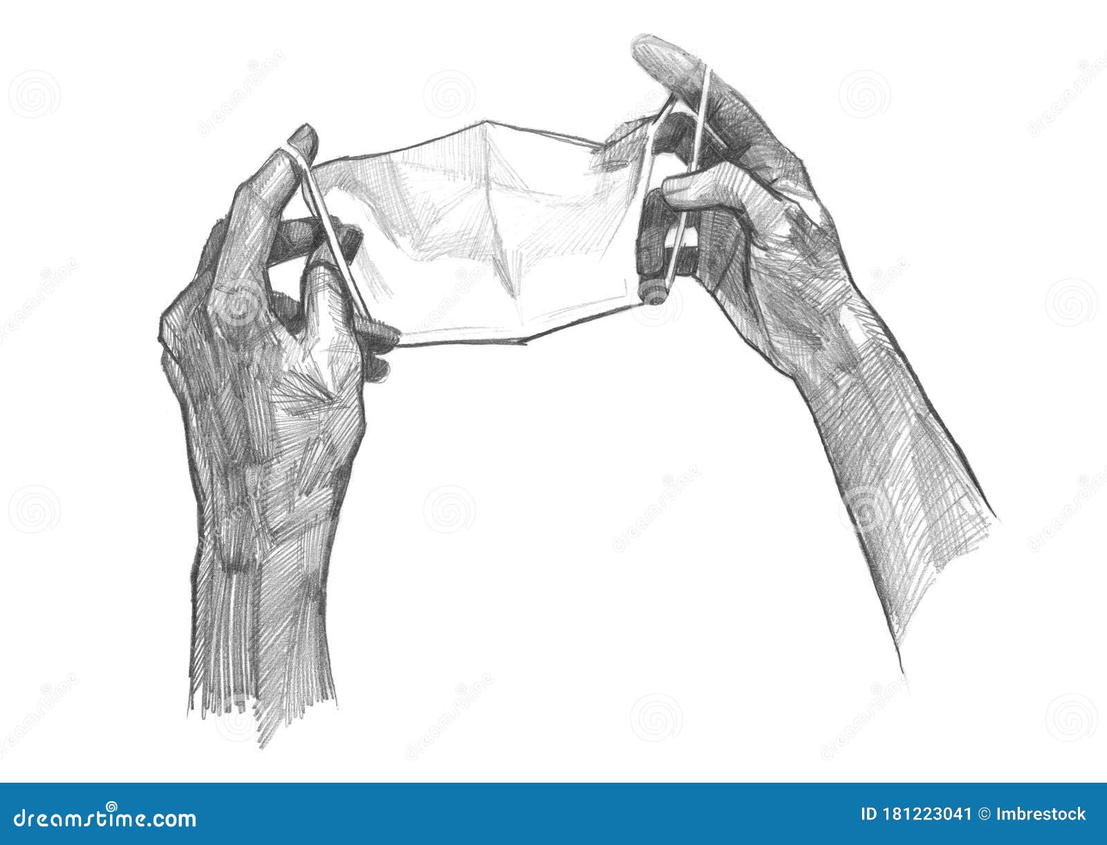 Hand with Surgical Mask for Protect Stock Illustration - Illustration ...
