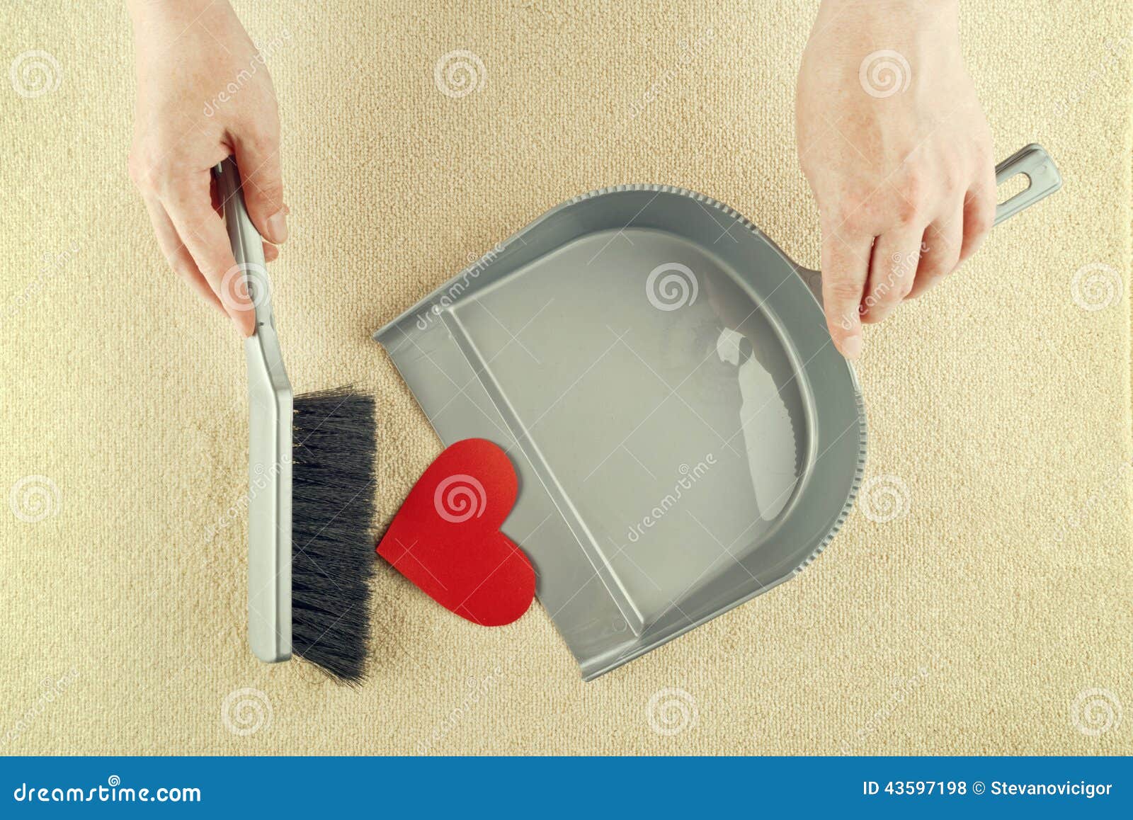Hand Sweeping Heart from the Floor Stock Photo - Image of feeling, love ...