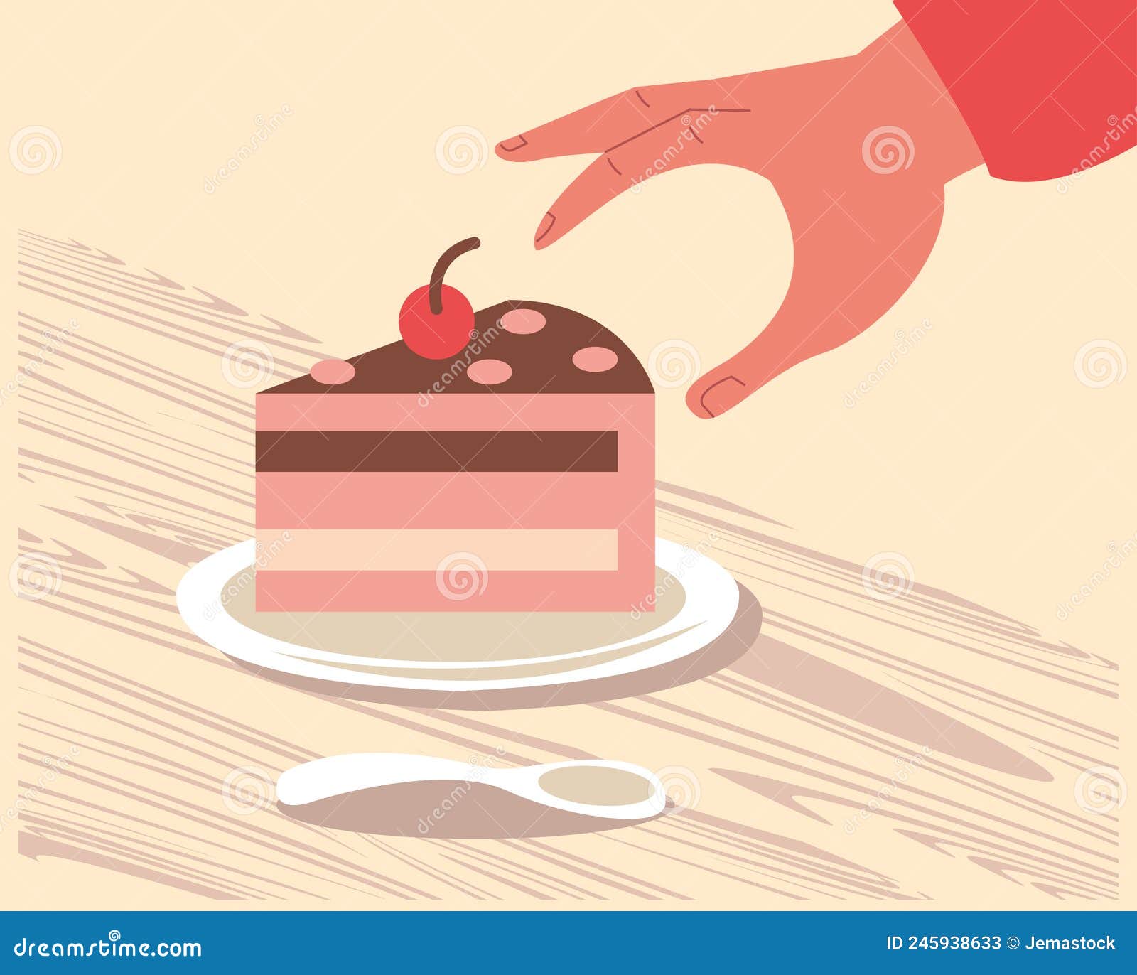 Hand with sweet cake stock vector. Illustration of delicious - 245938633