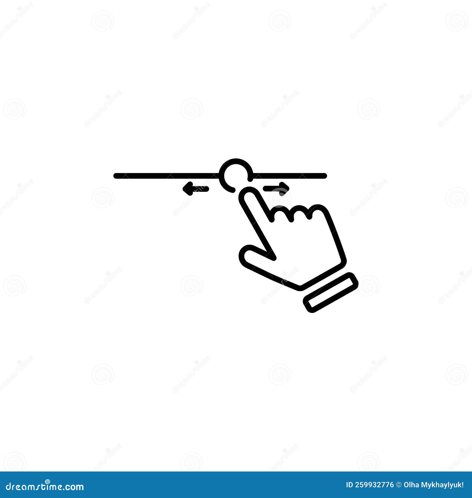 Hand Swipe Icon, Horizontal Scroll, Line Symbol Set on White Background ... Hand Swipe Icon, Horizontal Scroll, Line Symbol Set on White Background ...