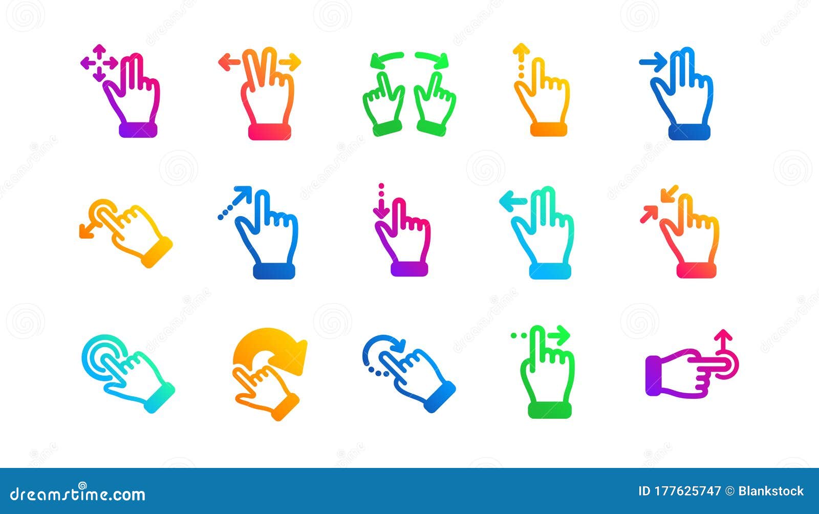 Touchscreen Gesture Icons. Hand Swipe, Slide Gesture, Multitasking ...