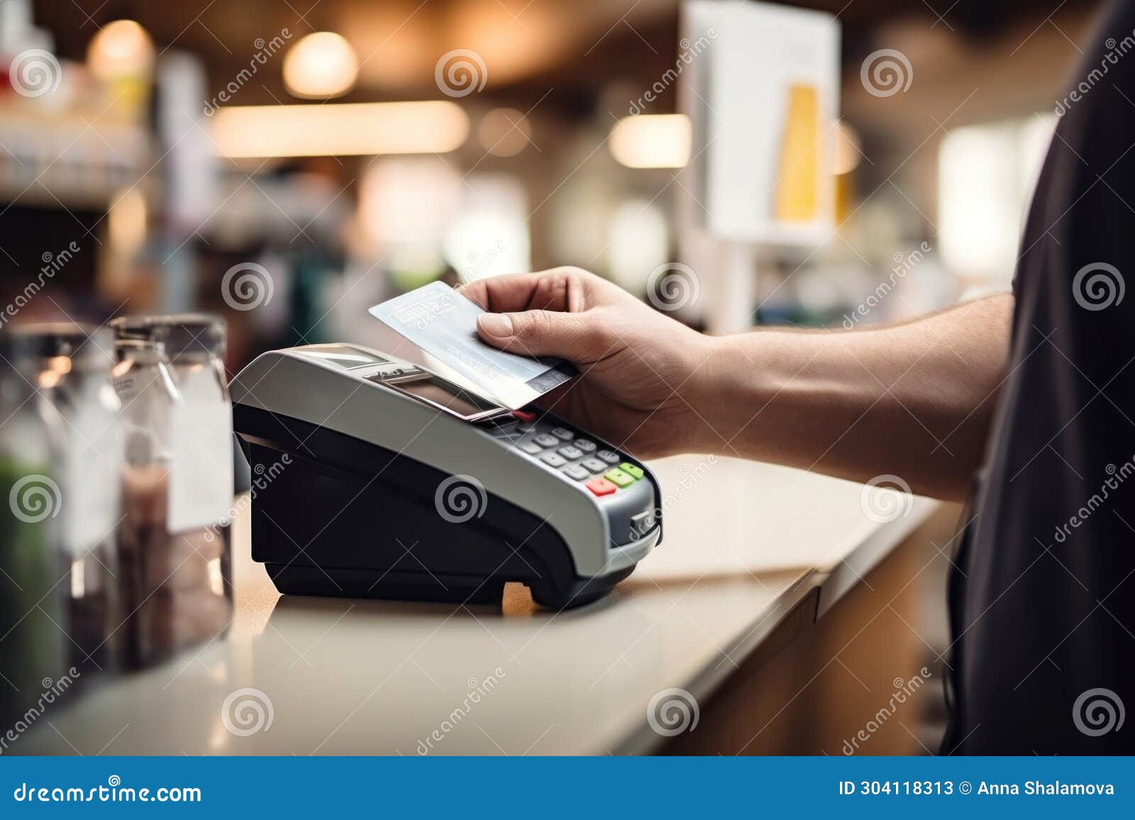 Hand Swiping Credit Card on a POS Terminal. Stock Illustration ...