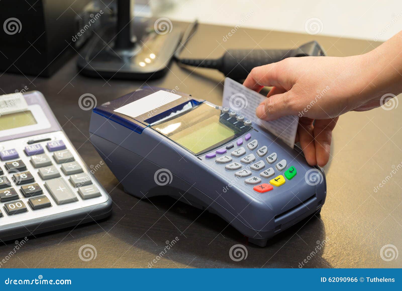 Hand Swiping Credit Card stock photo. Image of keyboard - 62090966
