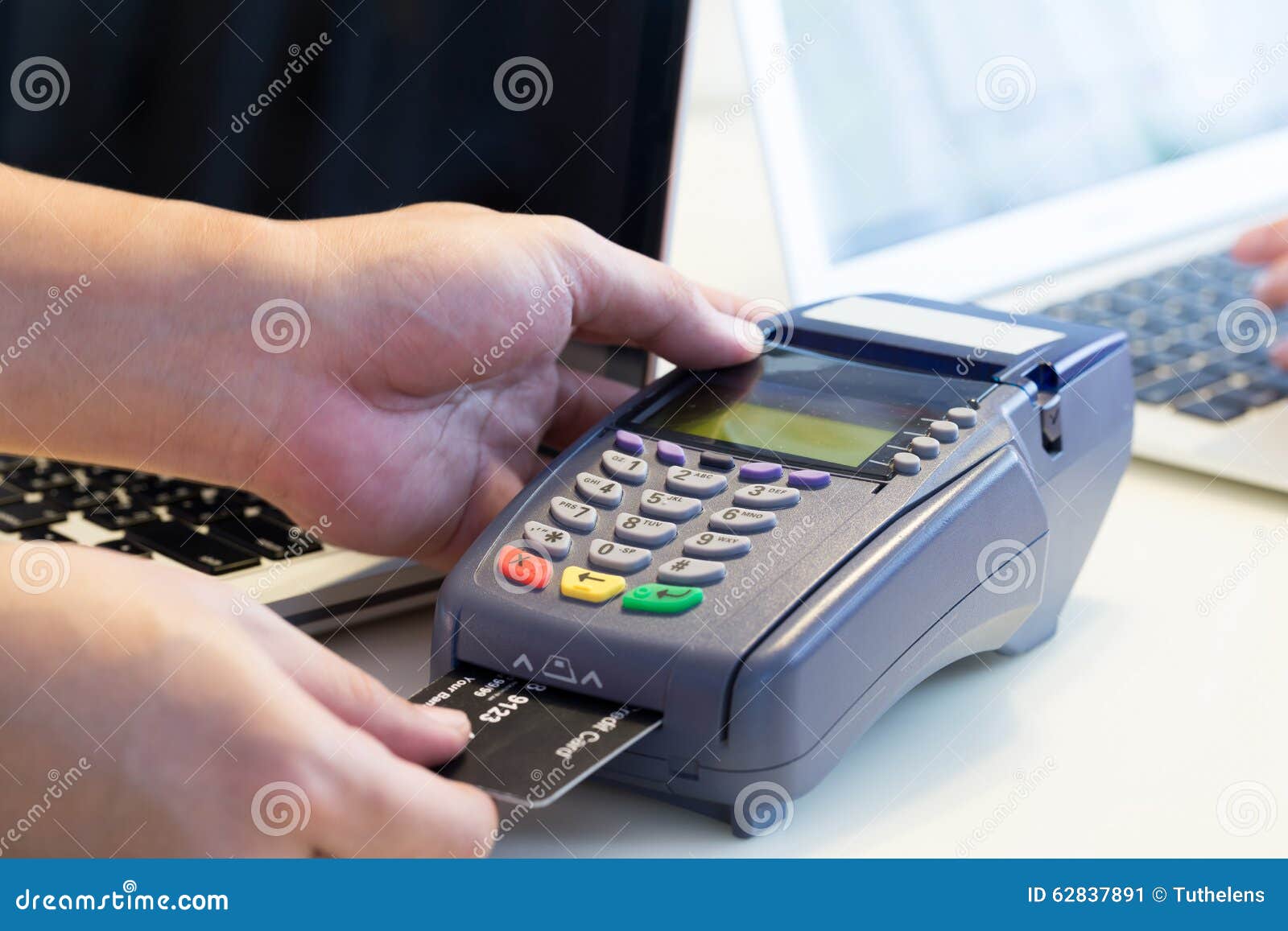 Hand Swiping Credit Card stock image. Image of digital - 62837891