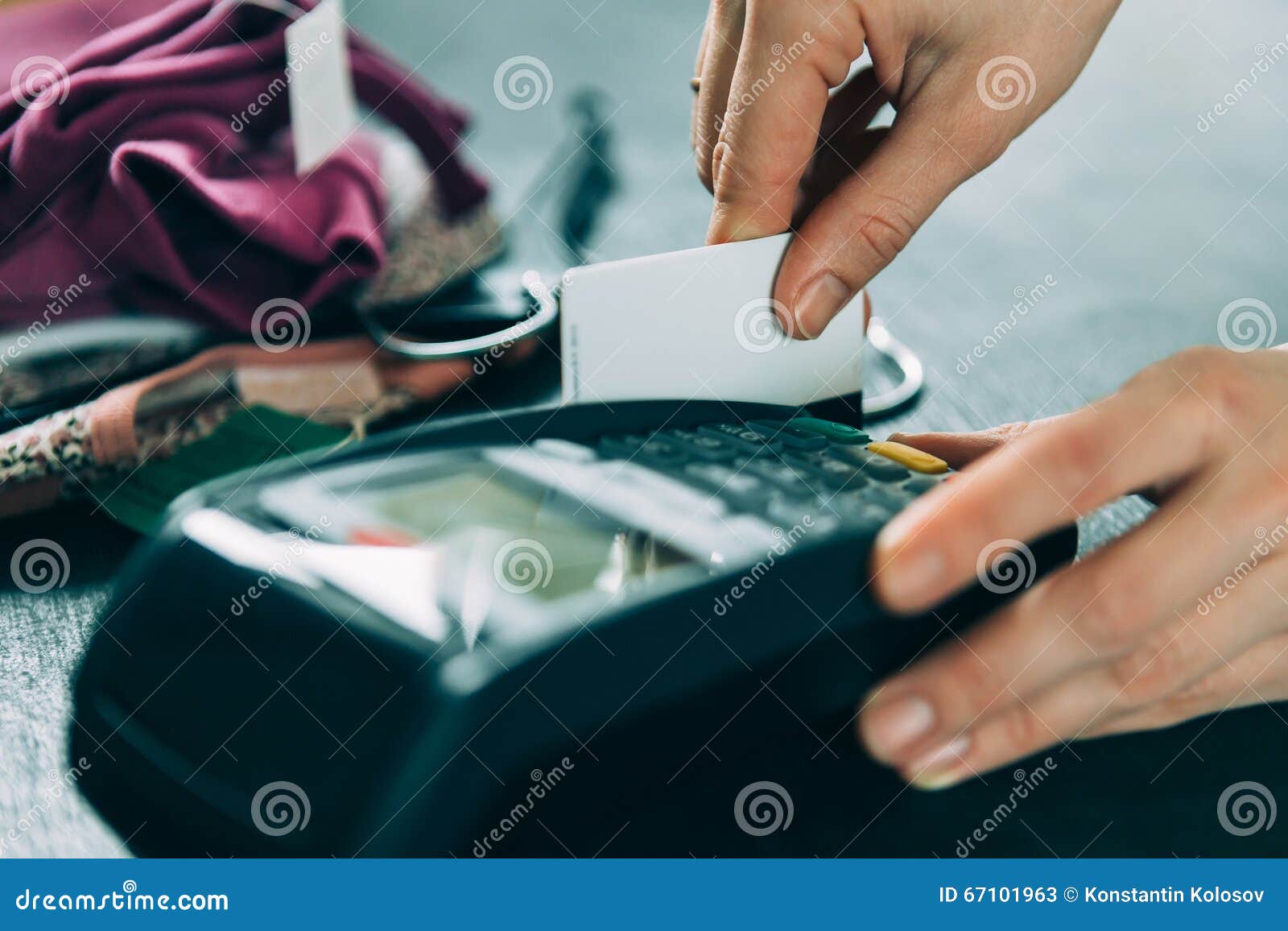 Hand Swiping Credit Card in Store Stock Image - Image of person ...