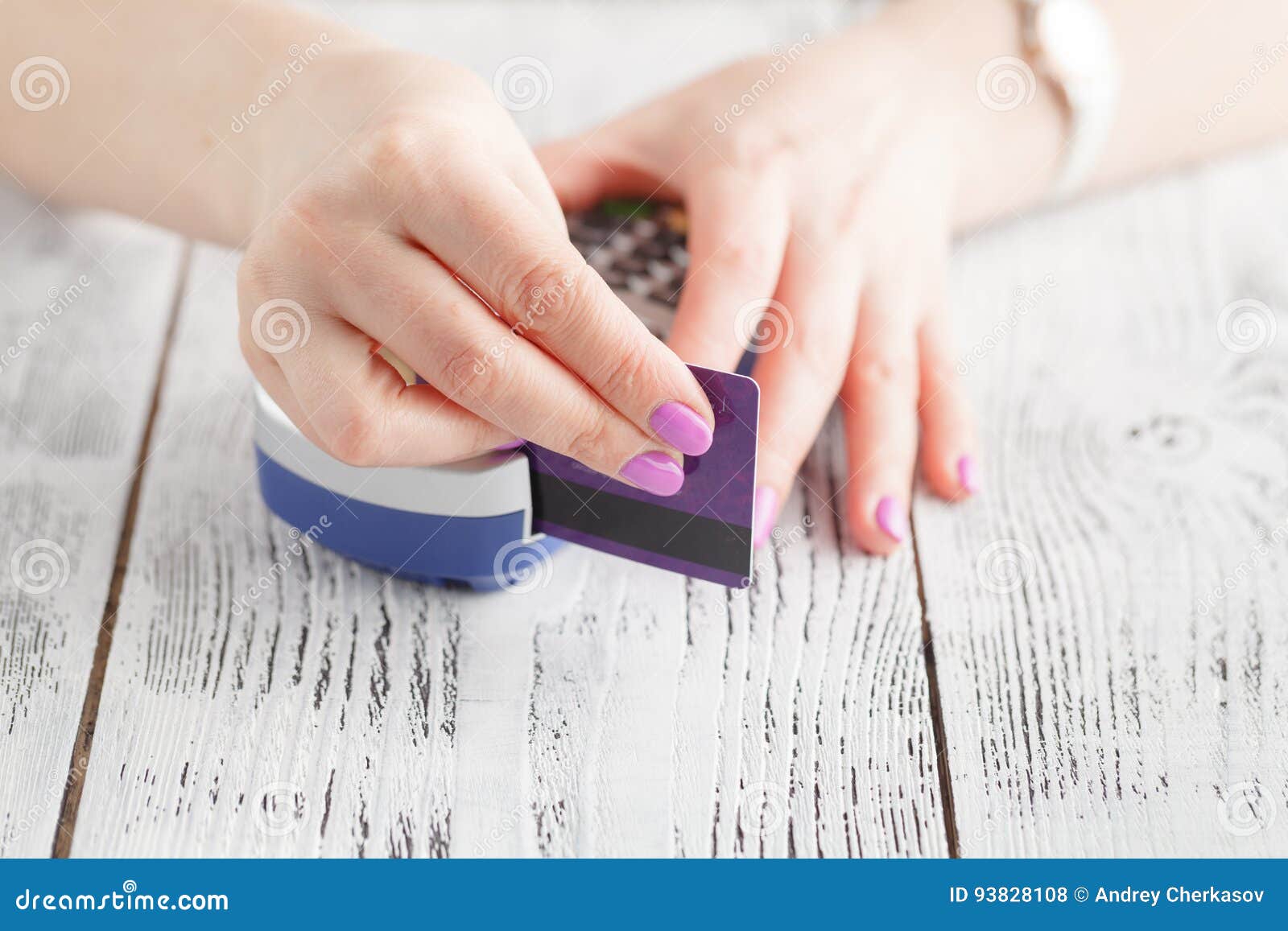 Hand Swiping Debit Card on Pos Terminal Stock Photo - Image of debit ...