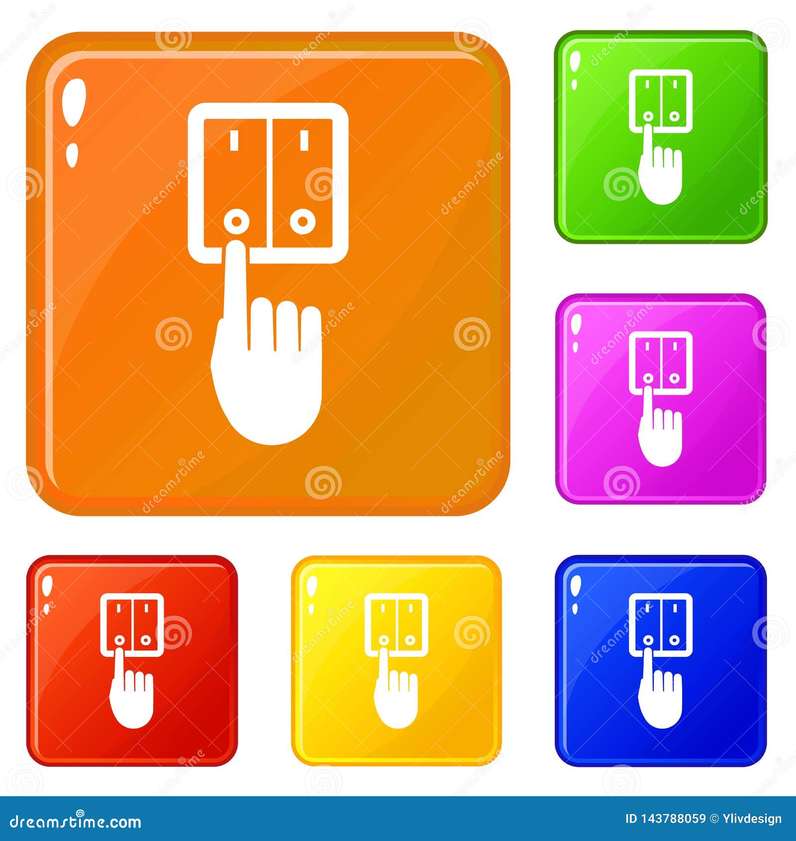 Hand Switch Light Icons Set Vector Color Stock Vector - Illustration of ...