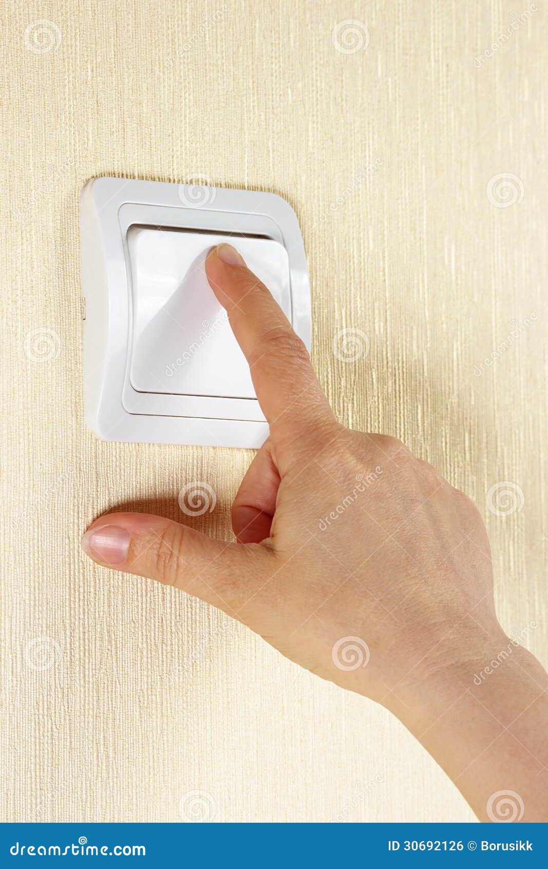 Hand Switches on the Lightswitch on the Wall Stock Photo - Image of ...