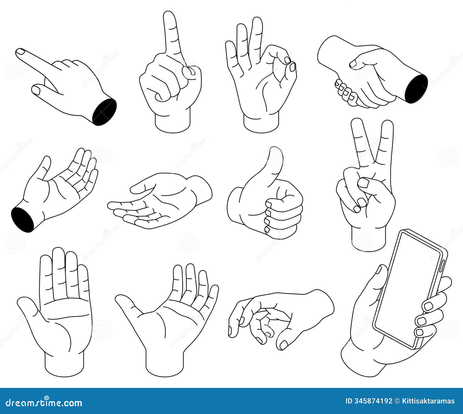 Hand Symbol Drawing Doodle Line Black Color Stock Illustration ...