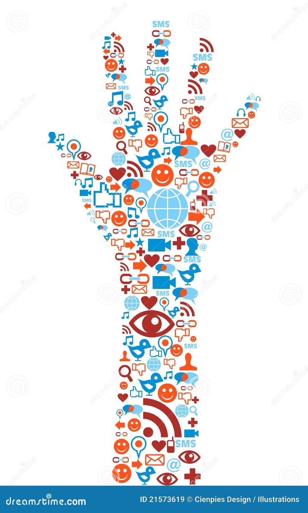 Hand Symbol with Media Icons Texture Stock Vector - Illustration of ...