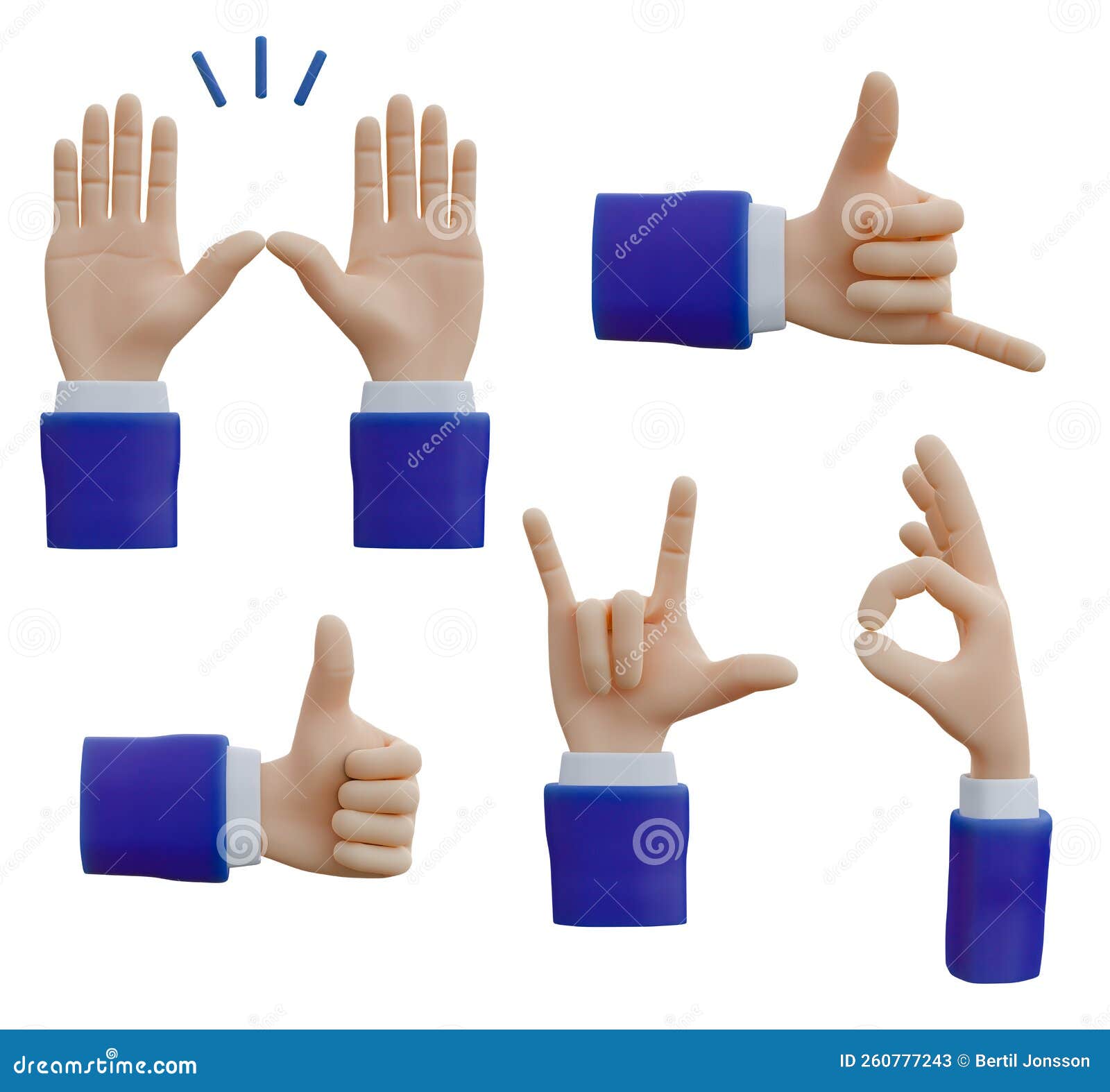 Hand Symbols Icon. Call Me, OK, Love You, Thums Up Stock Illustration ...