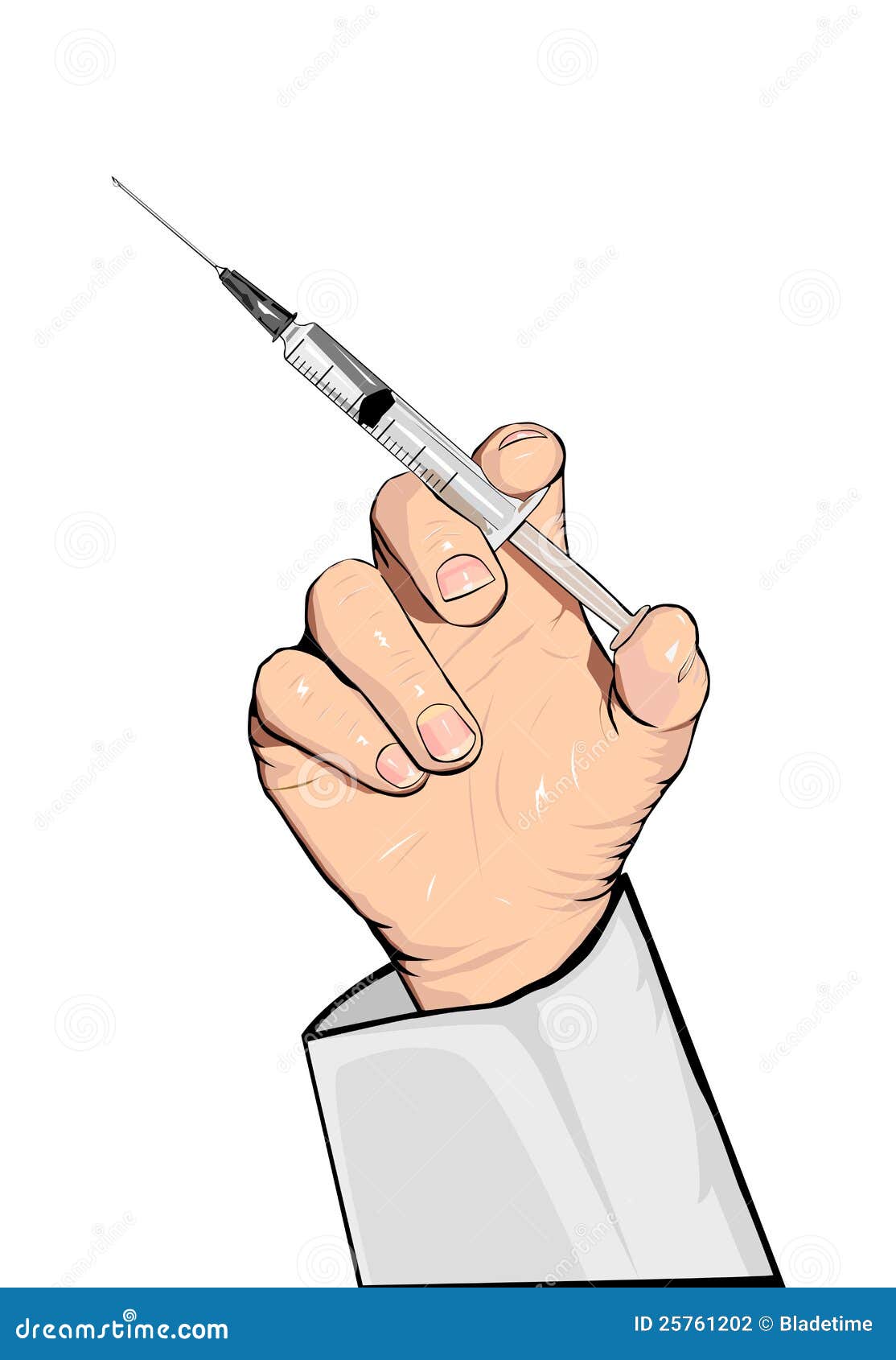 Hand with syringe stock illustration. Illustration of human - 25761202