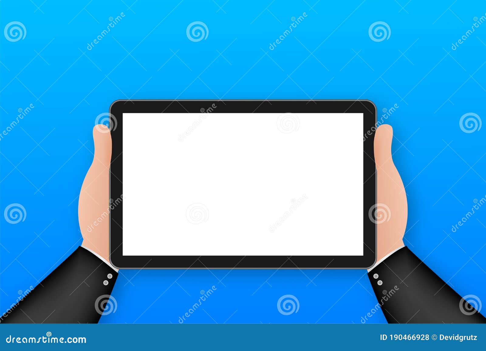 Hand on Tablet in Cartoon Style. Using Digital Tablet Pc. Vector Stock ...