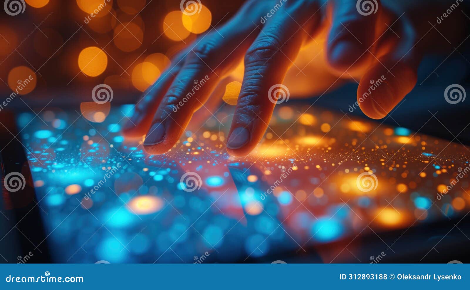 Hand on Tablet Digital Illumination Stock Illustration - Illustration ...