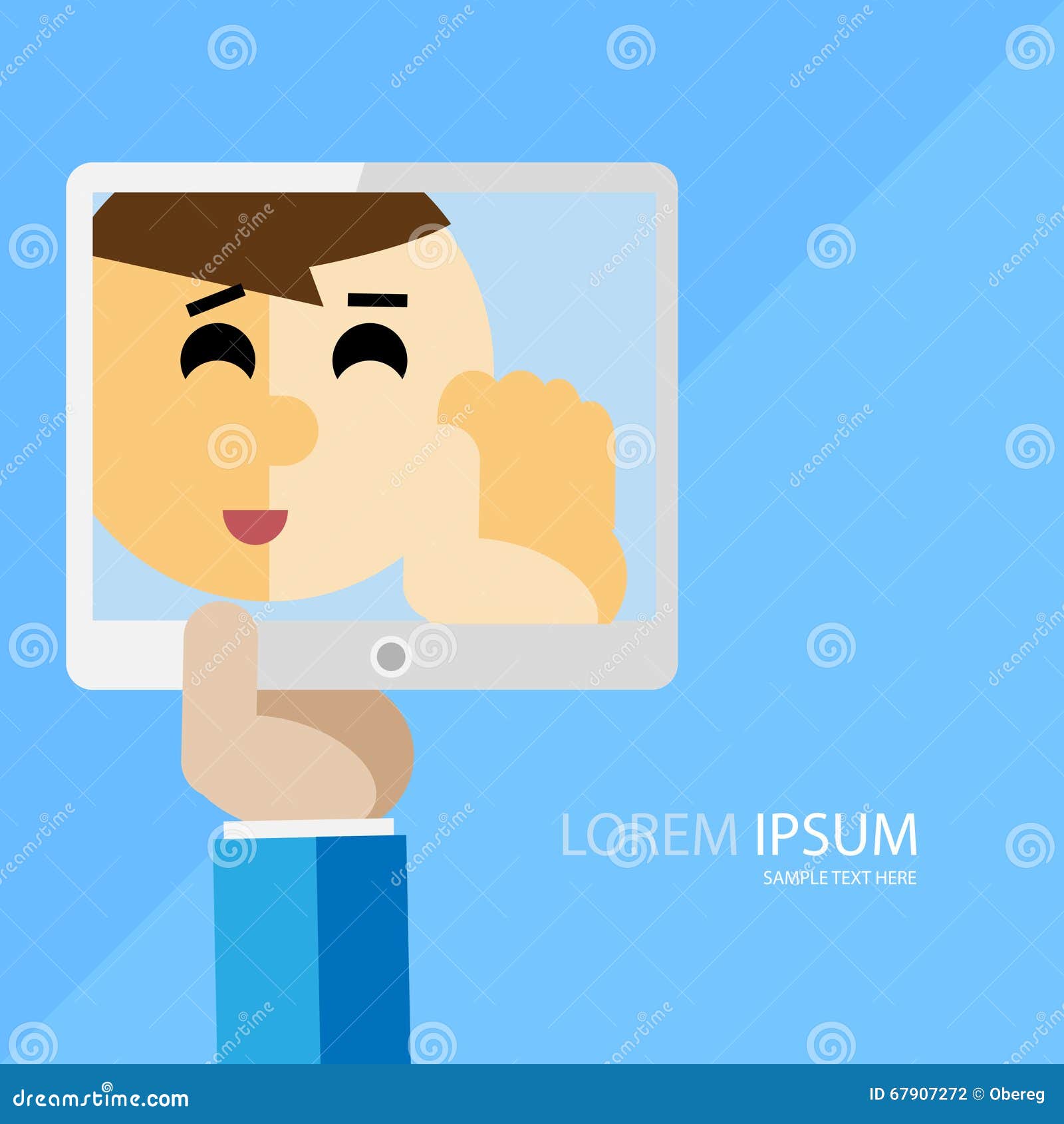 Hand with Tablet and Human Face Stock Vector - Illustration of computer ...
