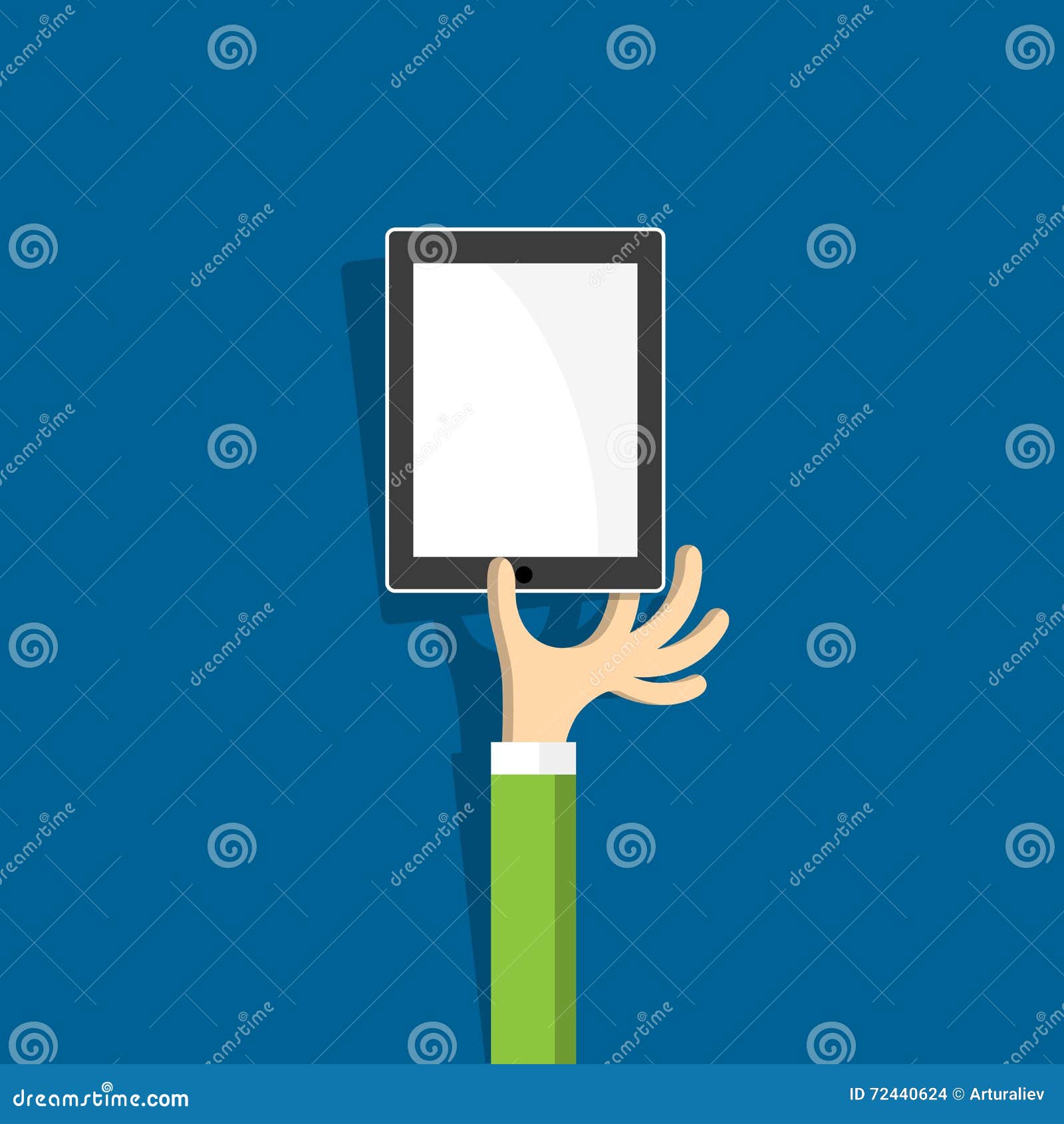 Hand with Tablet (pc) in Cartoon Style Stock Vector - Illustration of ...