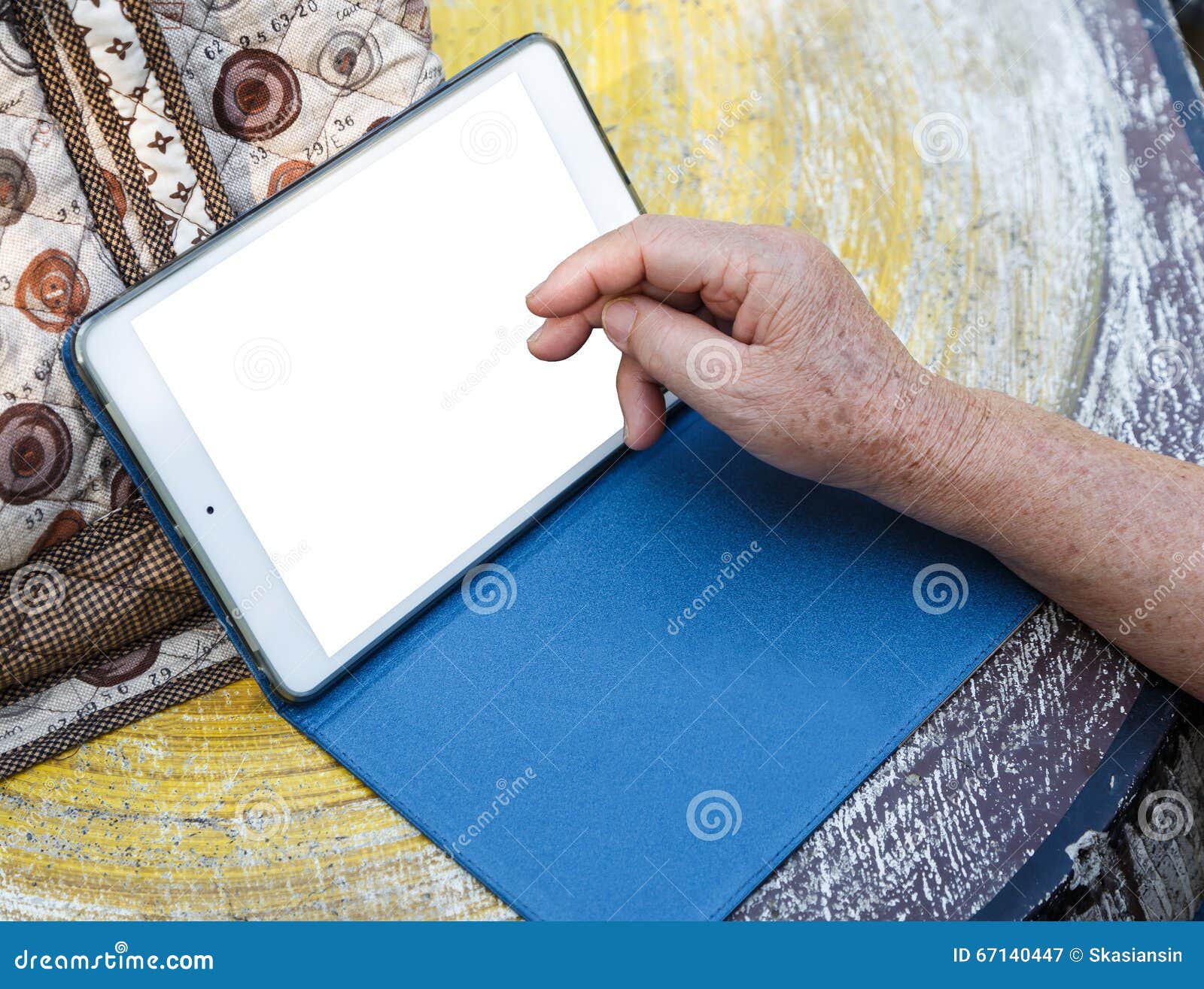Hand with tablet stock image. Image of touch, technology - 67140447