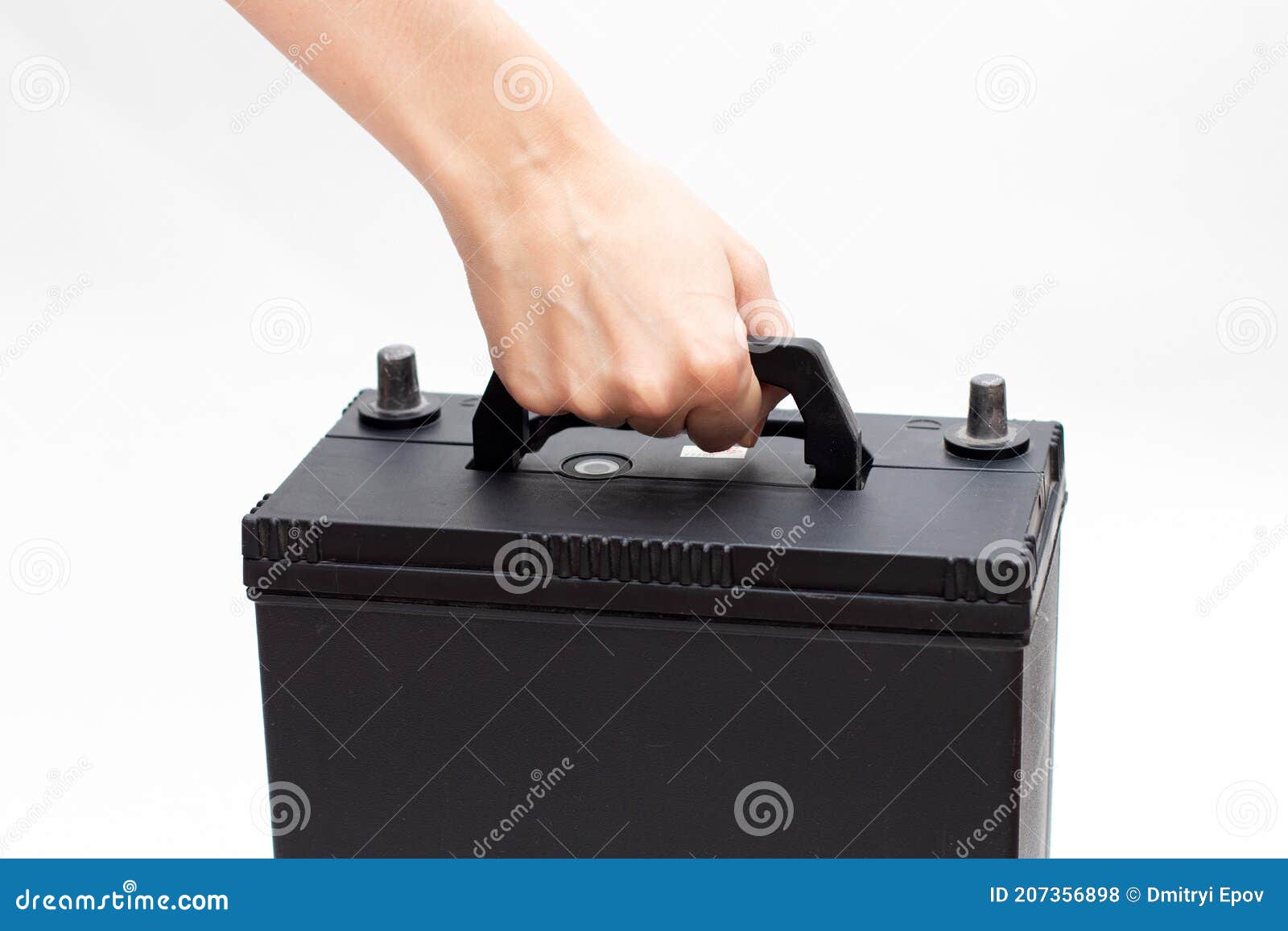 Hand Take Car Battery. Worker Changing Battery Stock Photo - Image of ...