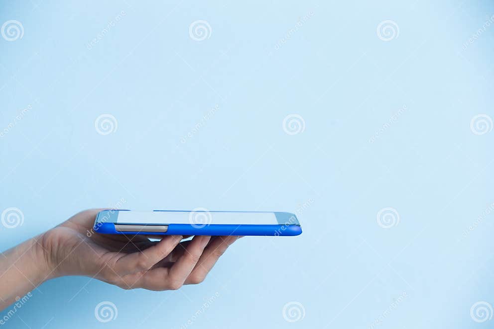 Hand take phone stock image. Image of screen, network - 93456009