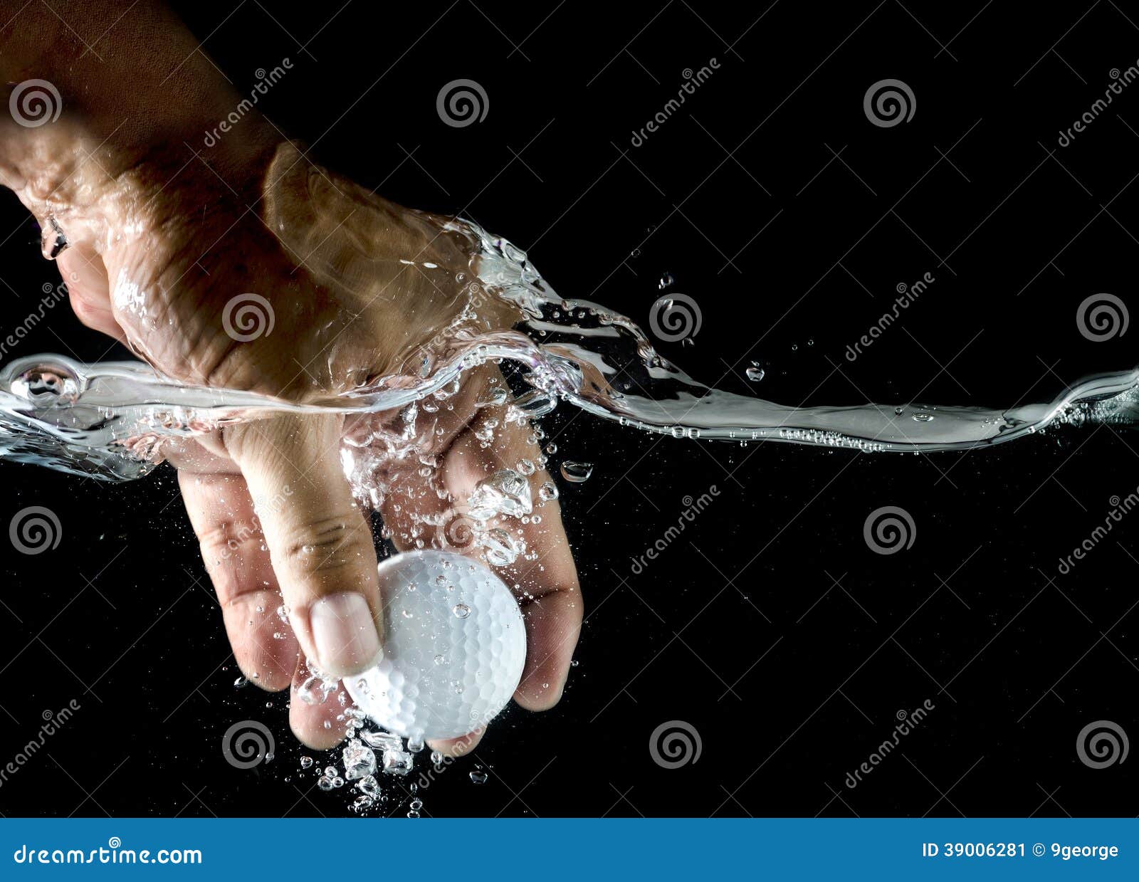 Hand Take Up Golf Ball Splashing in Water Stock Image - Image of hand ...