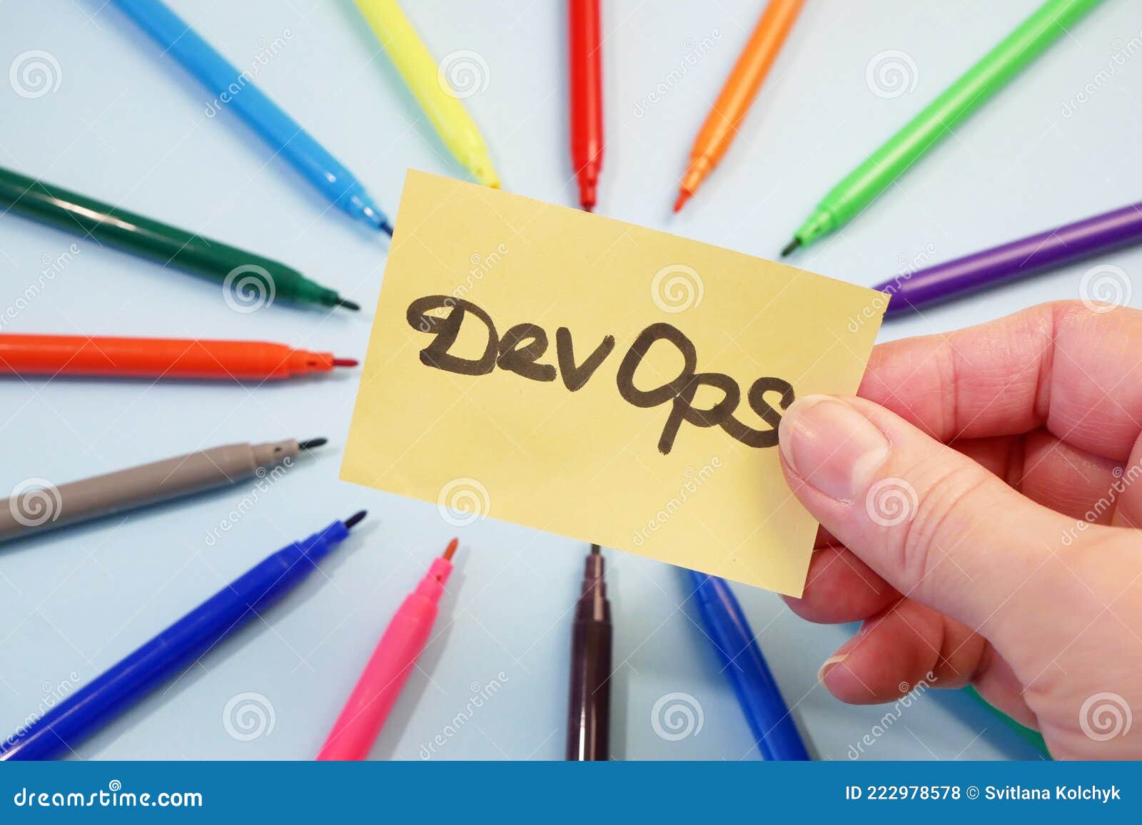 Hand Takes Sticker with DevOps Word, Concept for Software Engineering ...