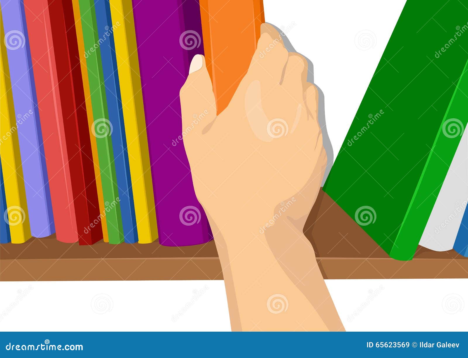 Hand Taking Book From Bookshelf. Bookstore, Library Cartoon ...