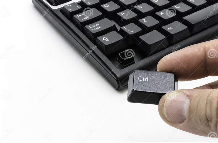 Hand Taking Control Key from Keyboard on White Background Stock Image ...