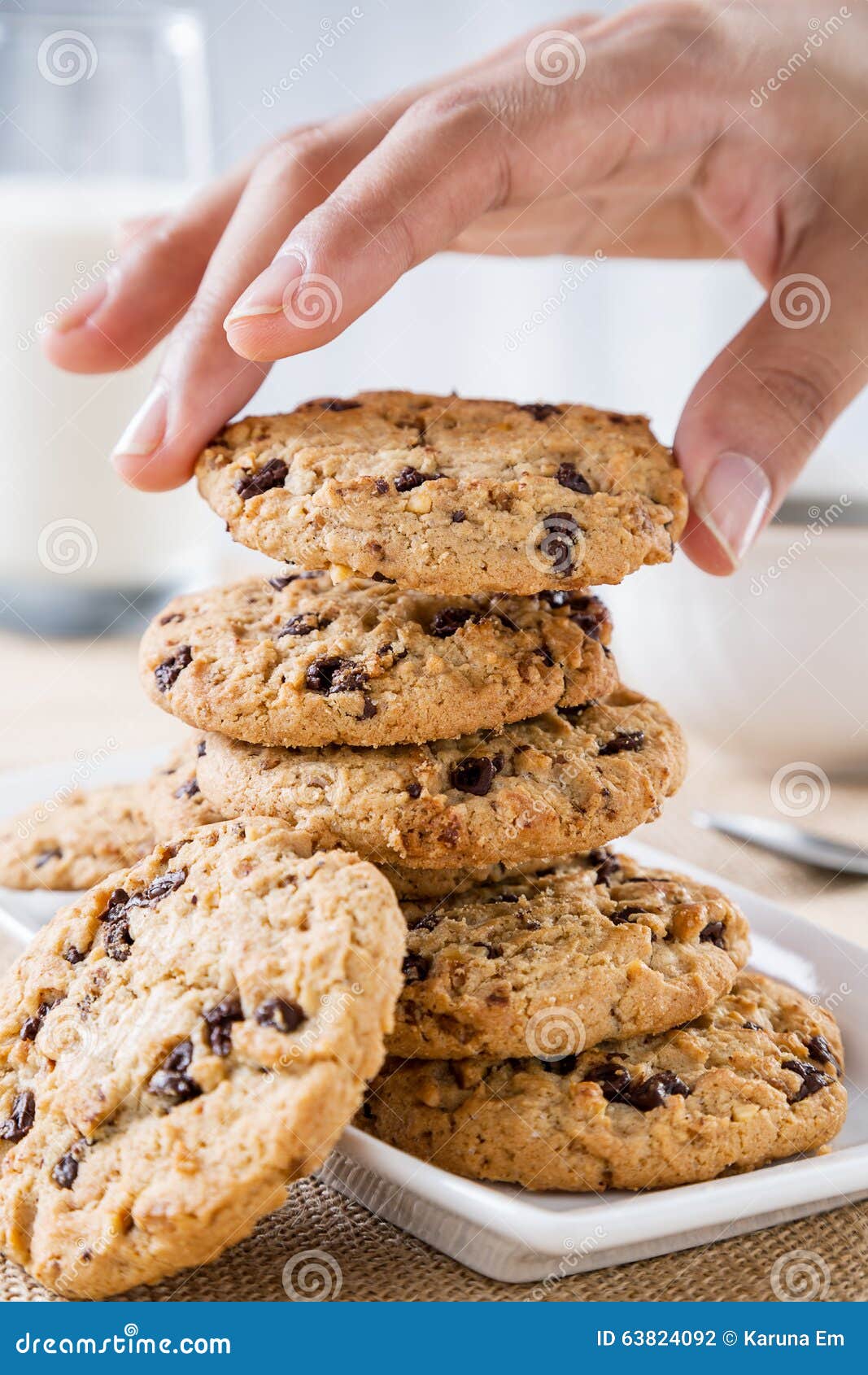 Hand taking cookie stock photo. Image of close, baked - 63824092