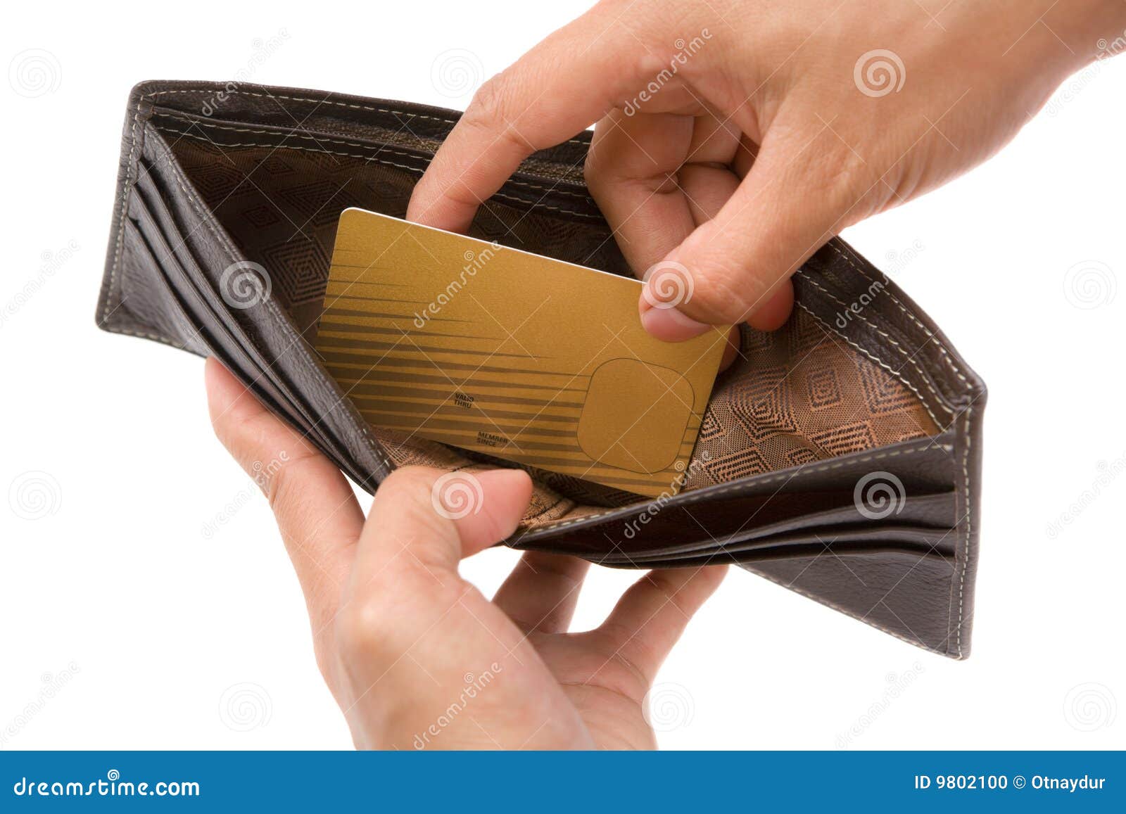 Hand Taking Gold Credit Card from Wallet Stock Photo - Image of debit ...